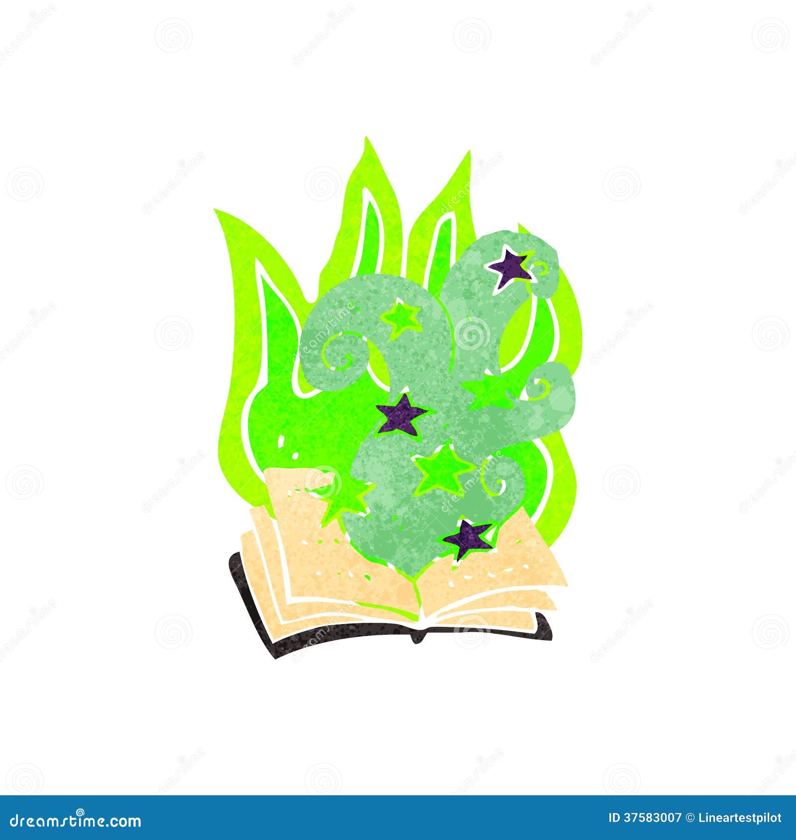Retro Cartoon Magic Spell Book Stock Vector - Illustration of retro ...