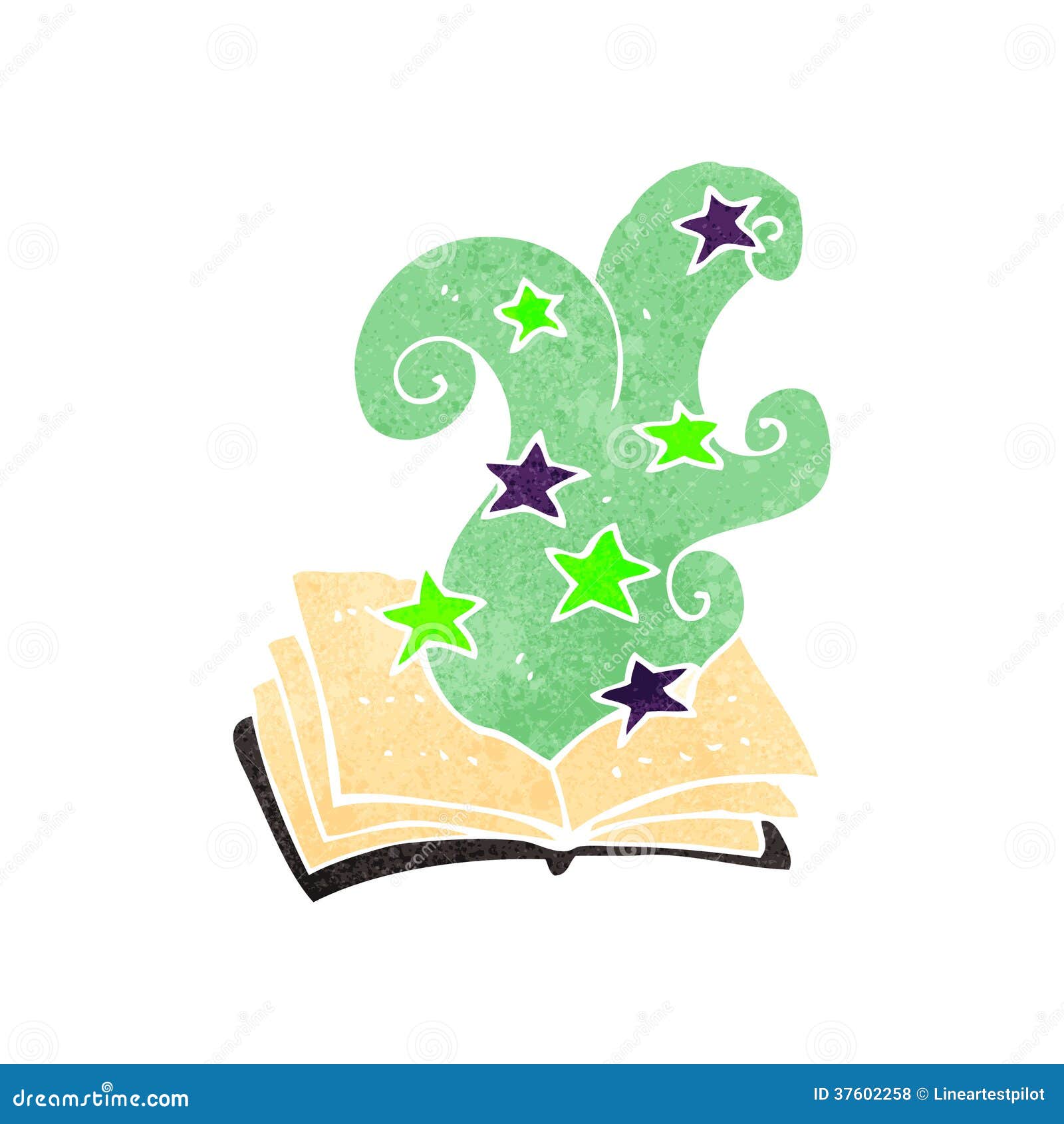 Retro Cartoon Magic Spell Book Stock Illustration - Illustration of ...