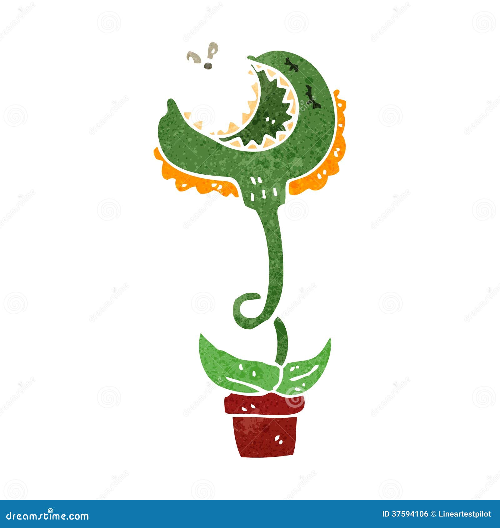 Retro Cartoon Man Carnivorous Plant Stock Vector - Illustration of ...