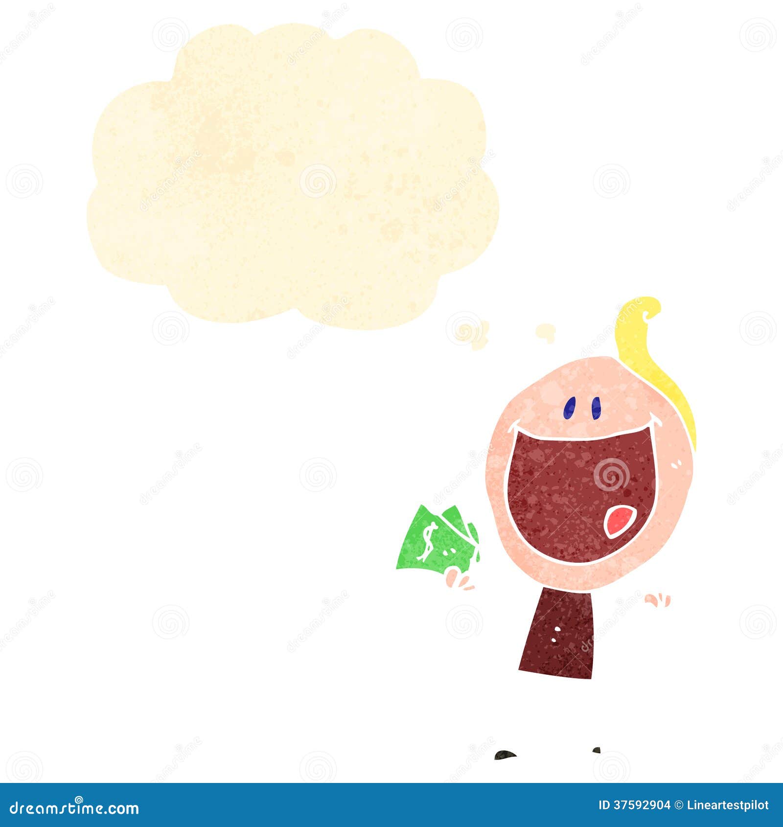 Retro Cartoon Man with Cash Stock Vector - Illustration of watercolor ...