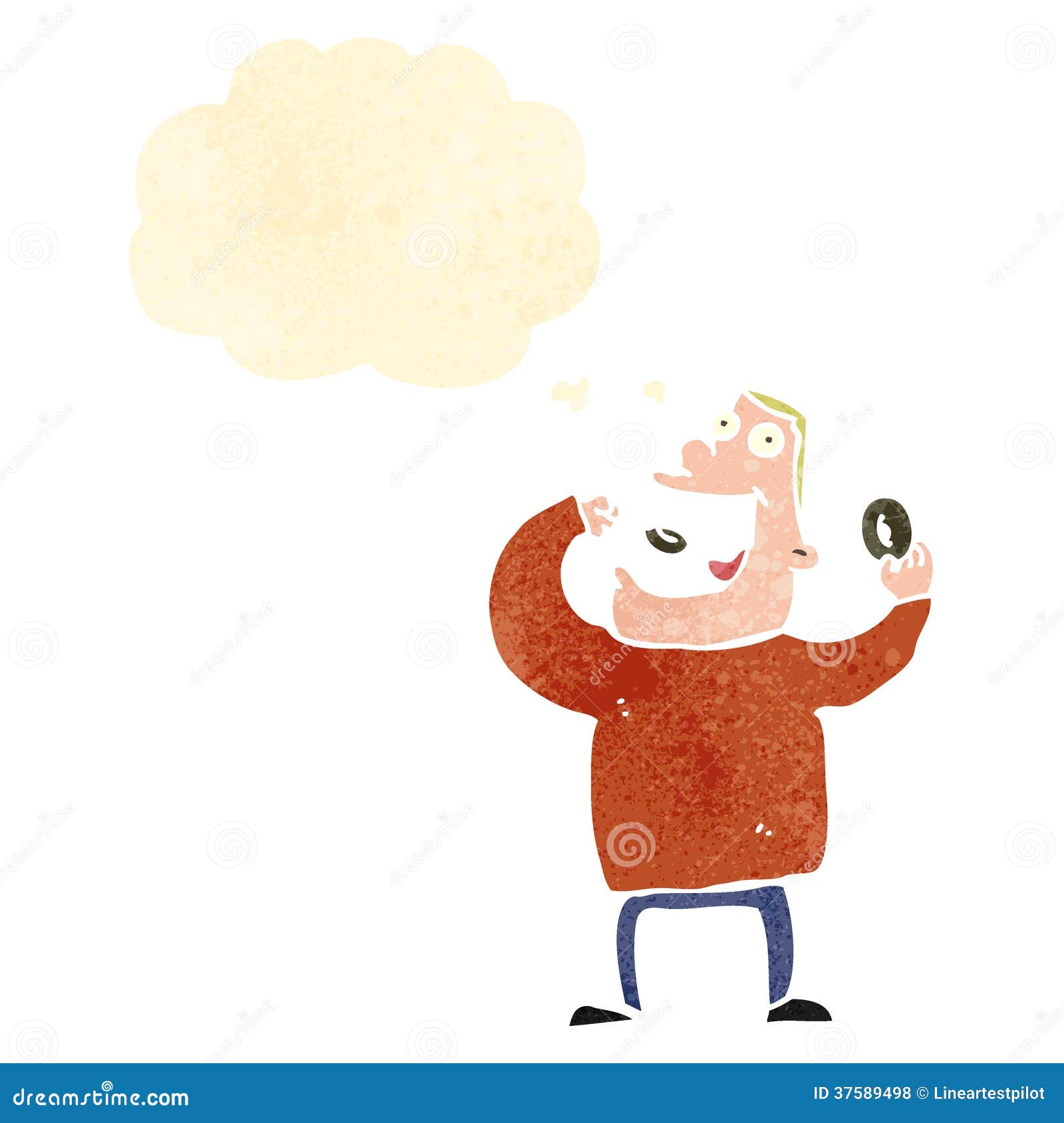 Retro Cartoon Man Eating Donuts Stock Vector - Illustration of ...