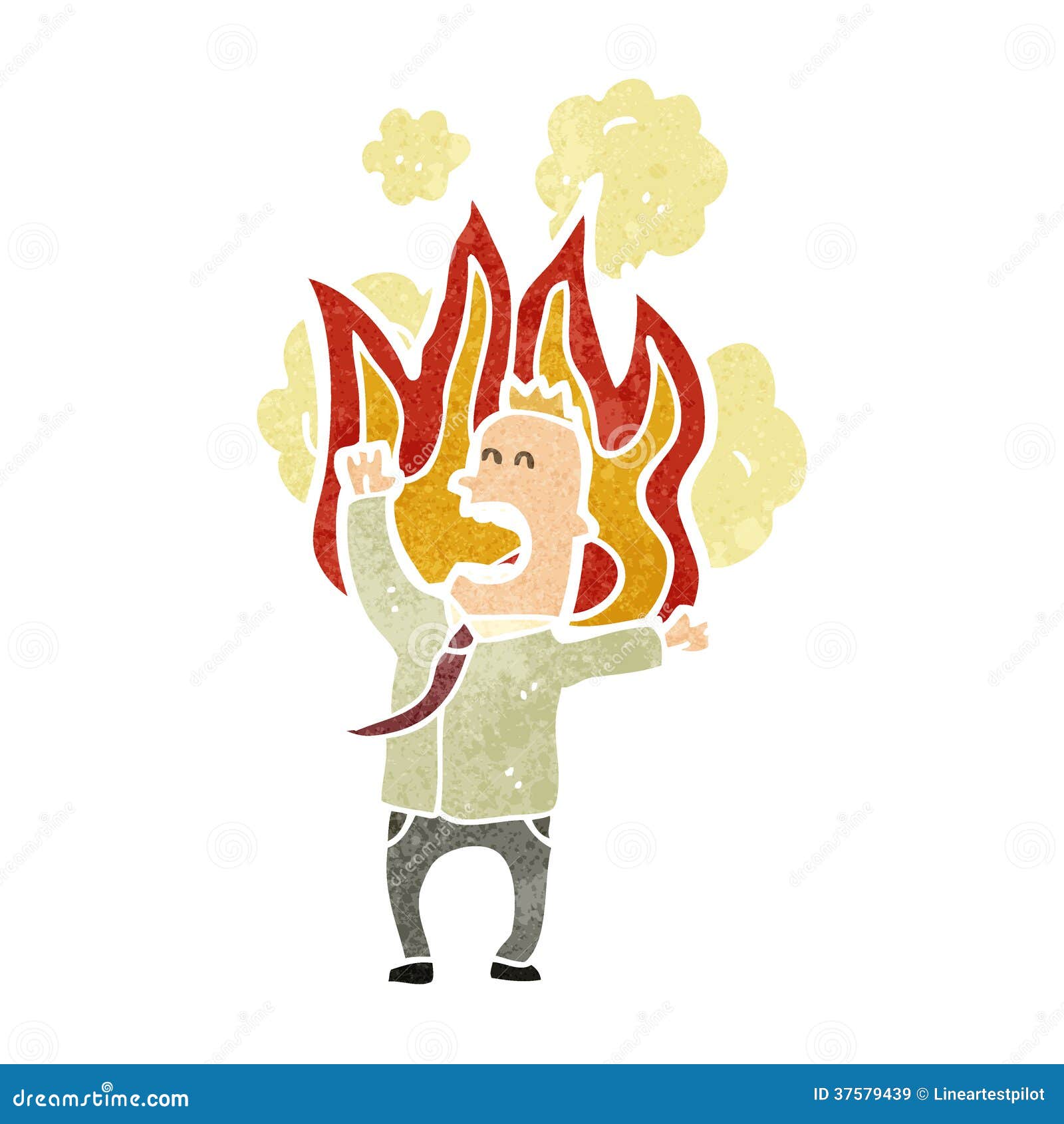 Retro cartoon man on fire stock vector. Illustration of funny - 37579439