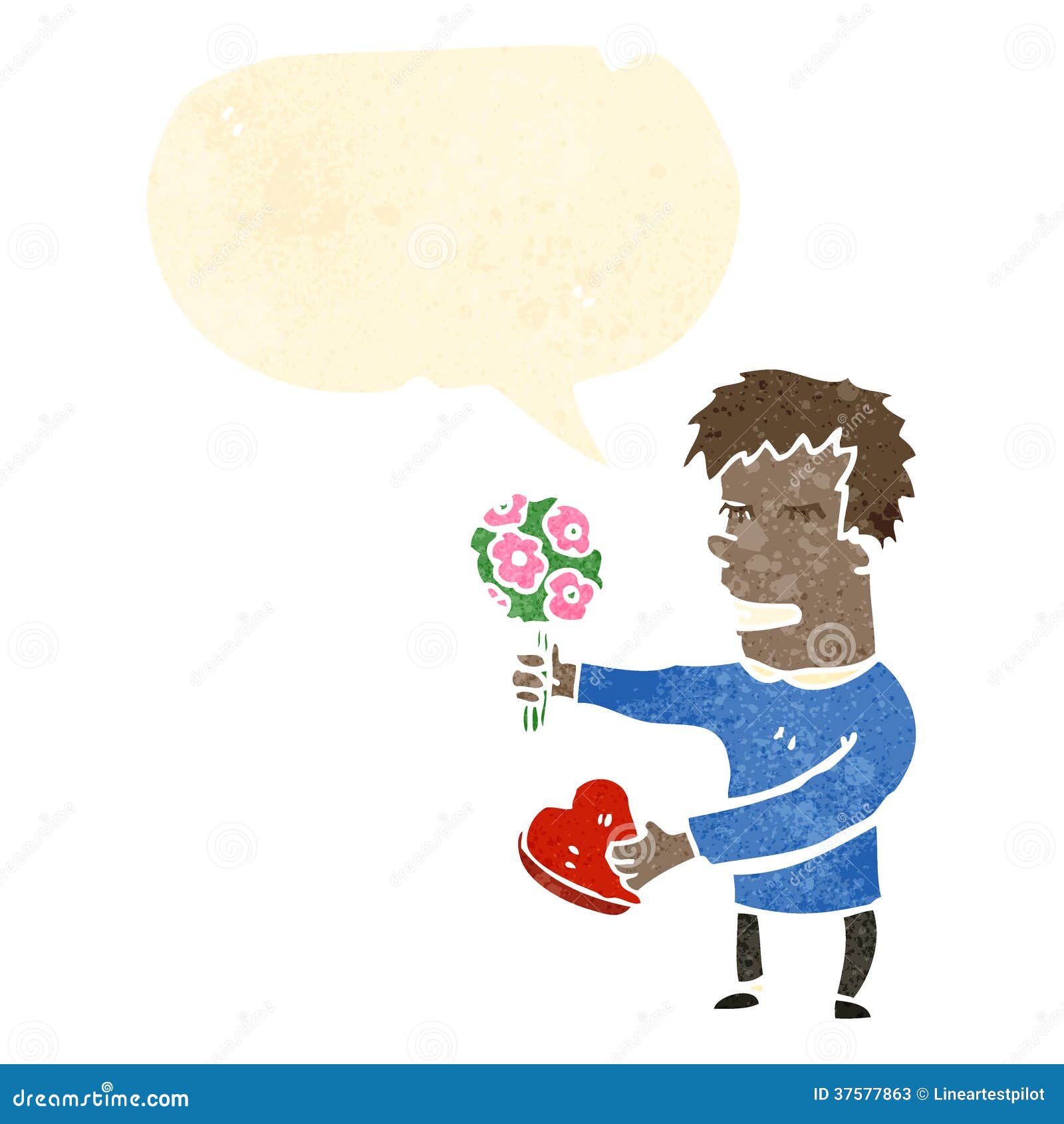 Retro Cartoon Man on First Date Stock Vector - Illustration of drawn ...