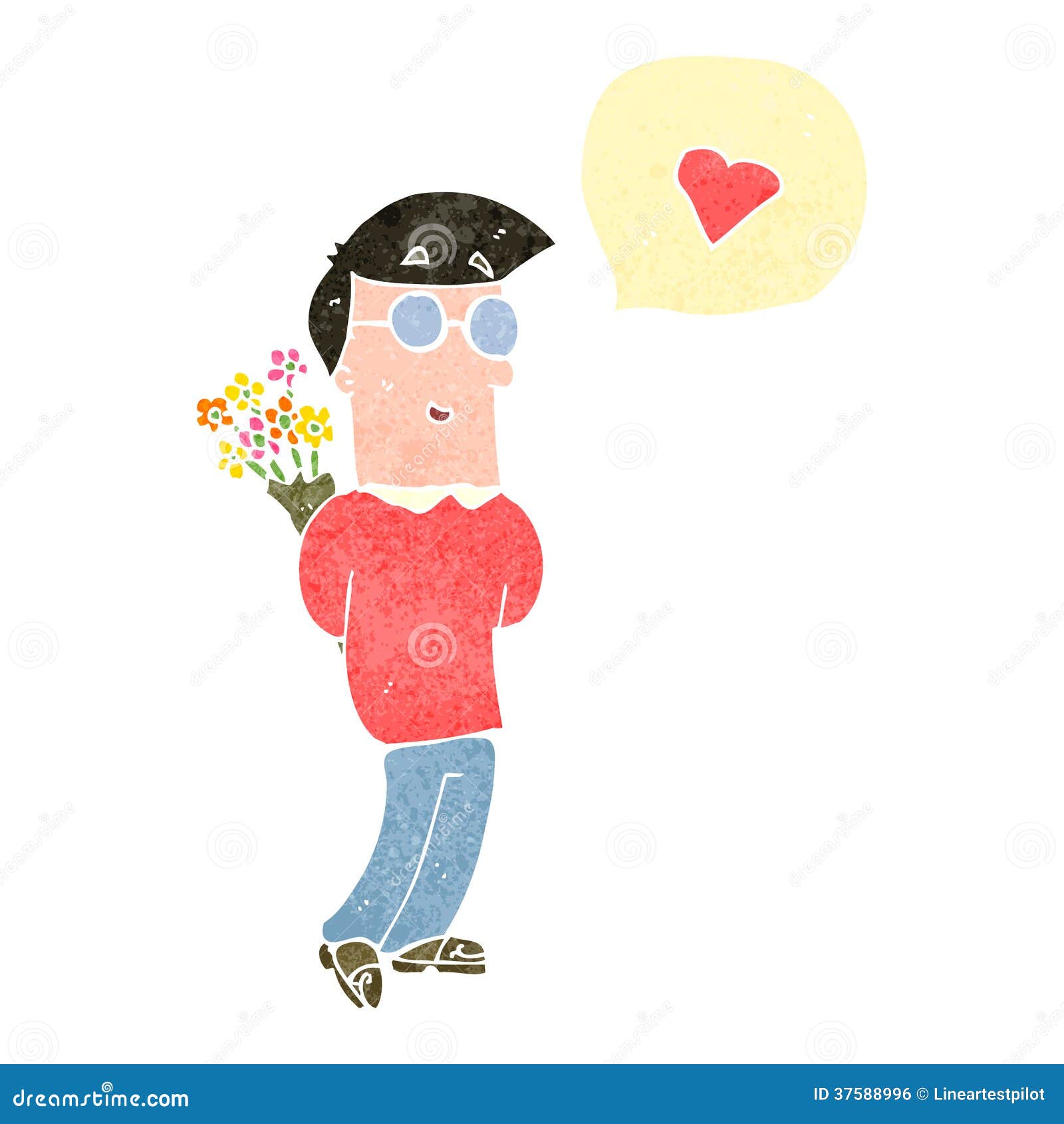 Retro Cartoon Man on First Date Stock Illustration - Illustration of ...