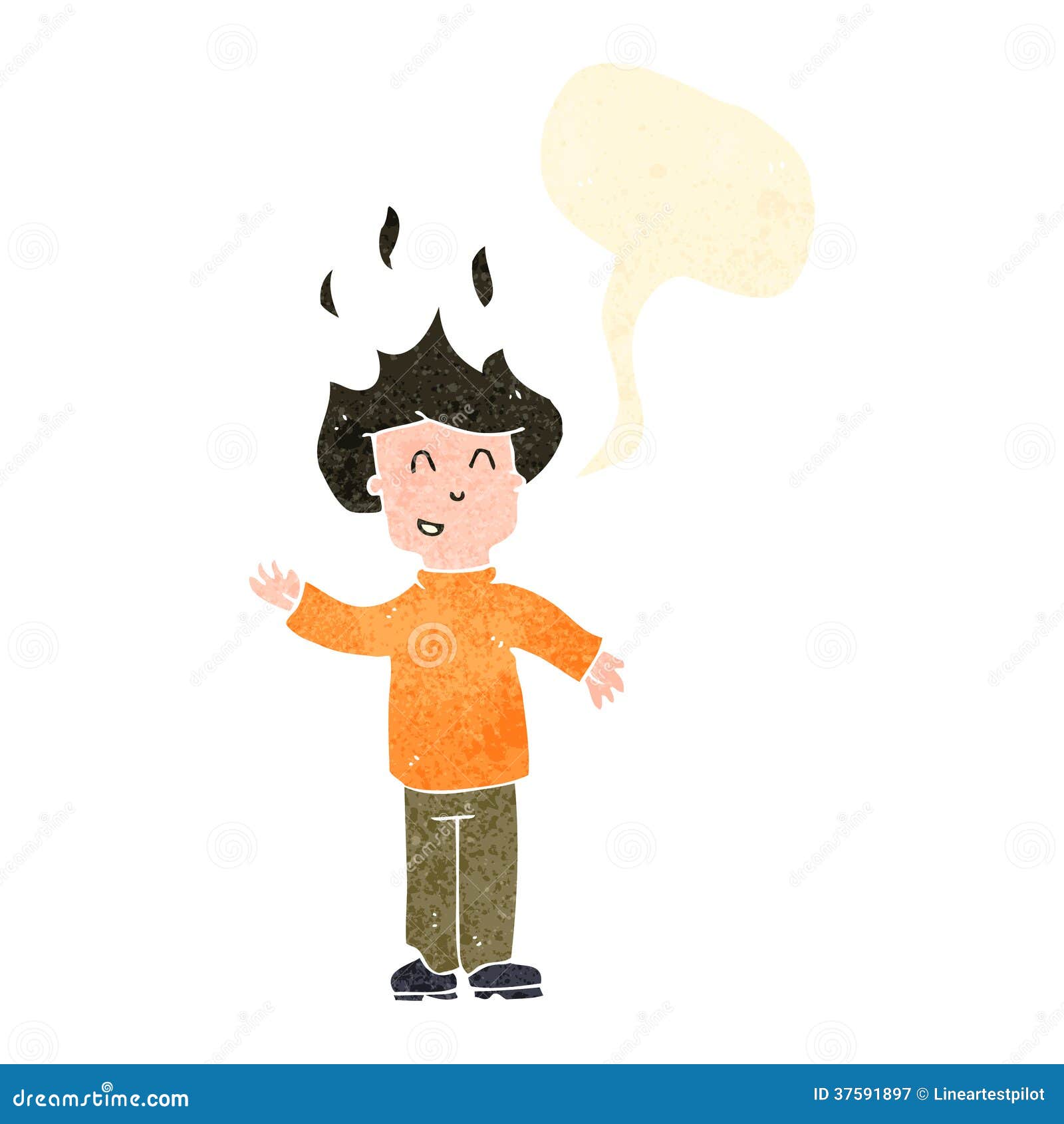 Retro Cartoon Man with Floating Hair Stock Vector - Illustration of ...