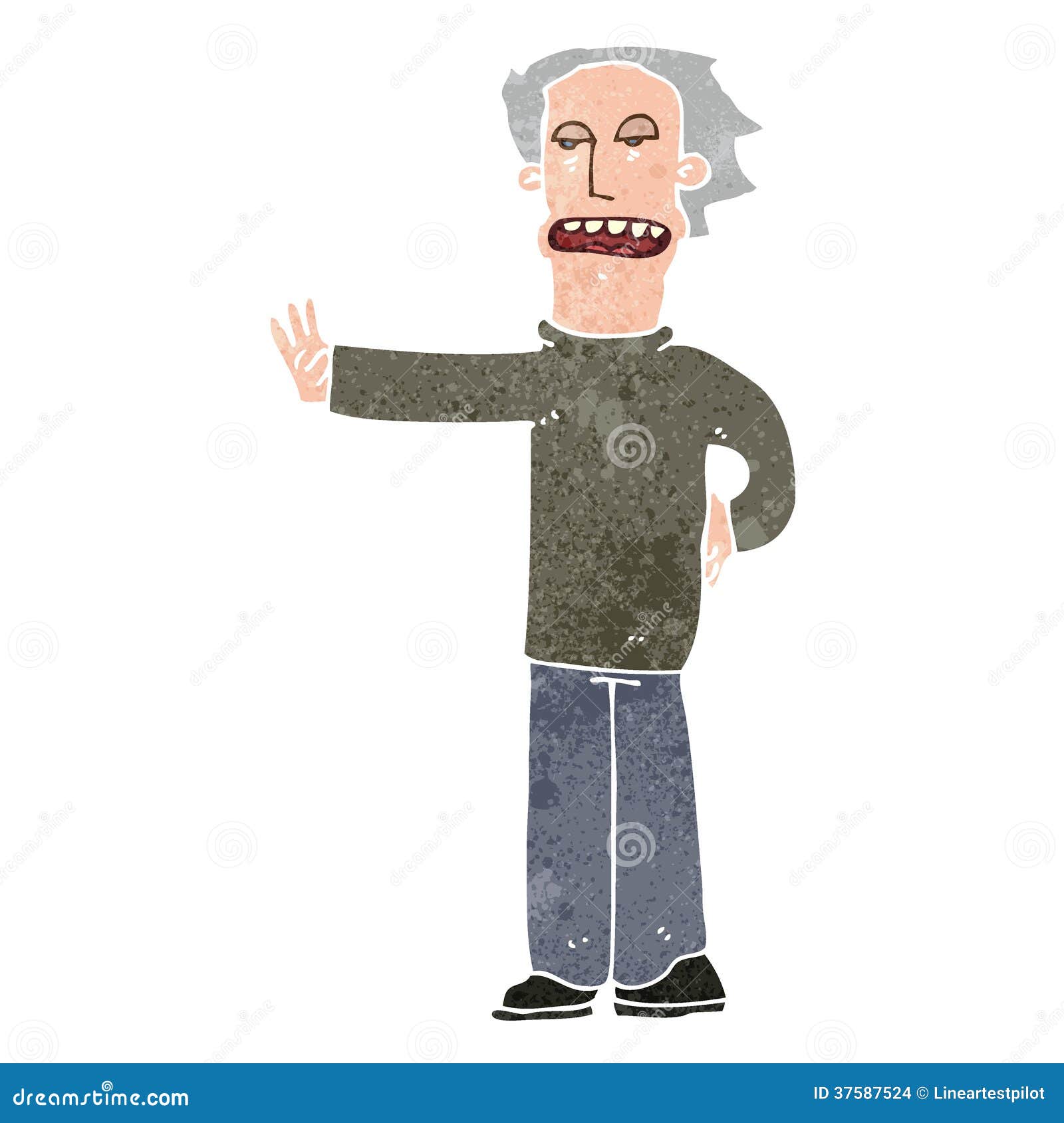 Retro Cartoon Man Gesturing To Halt Stock Vector - Illustration of ...