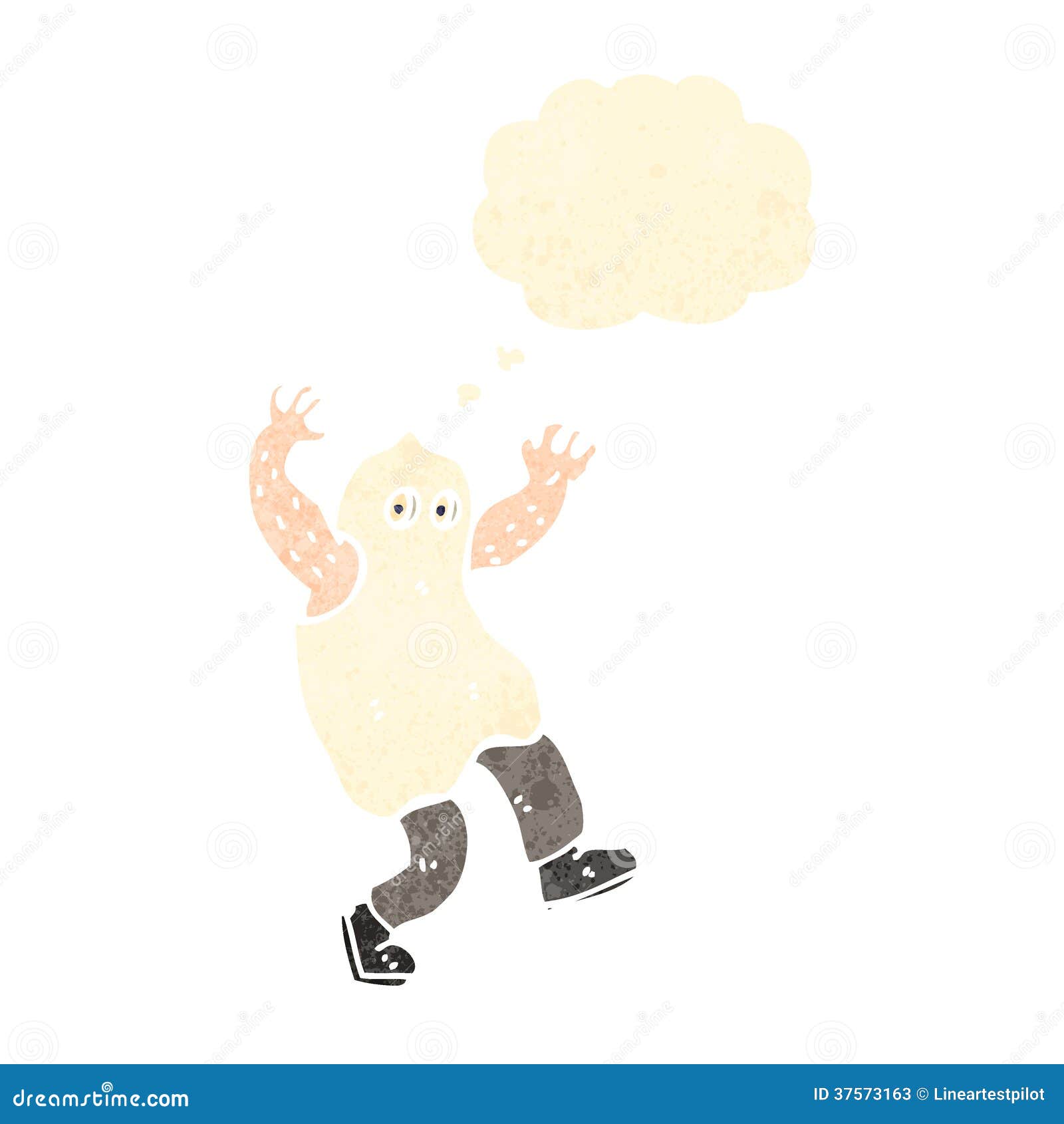 Retro Cartoon Man in Ghost Costume Stock Vector - Illustration of ...