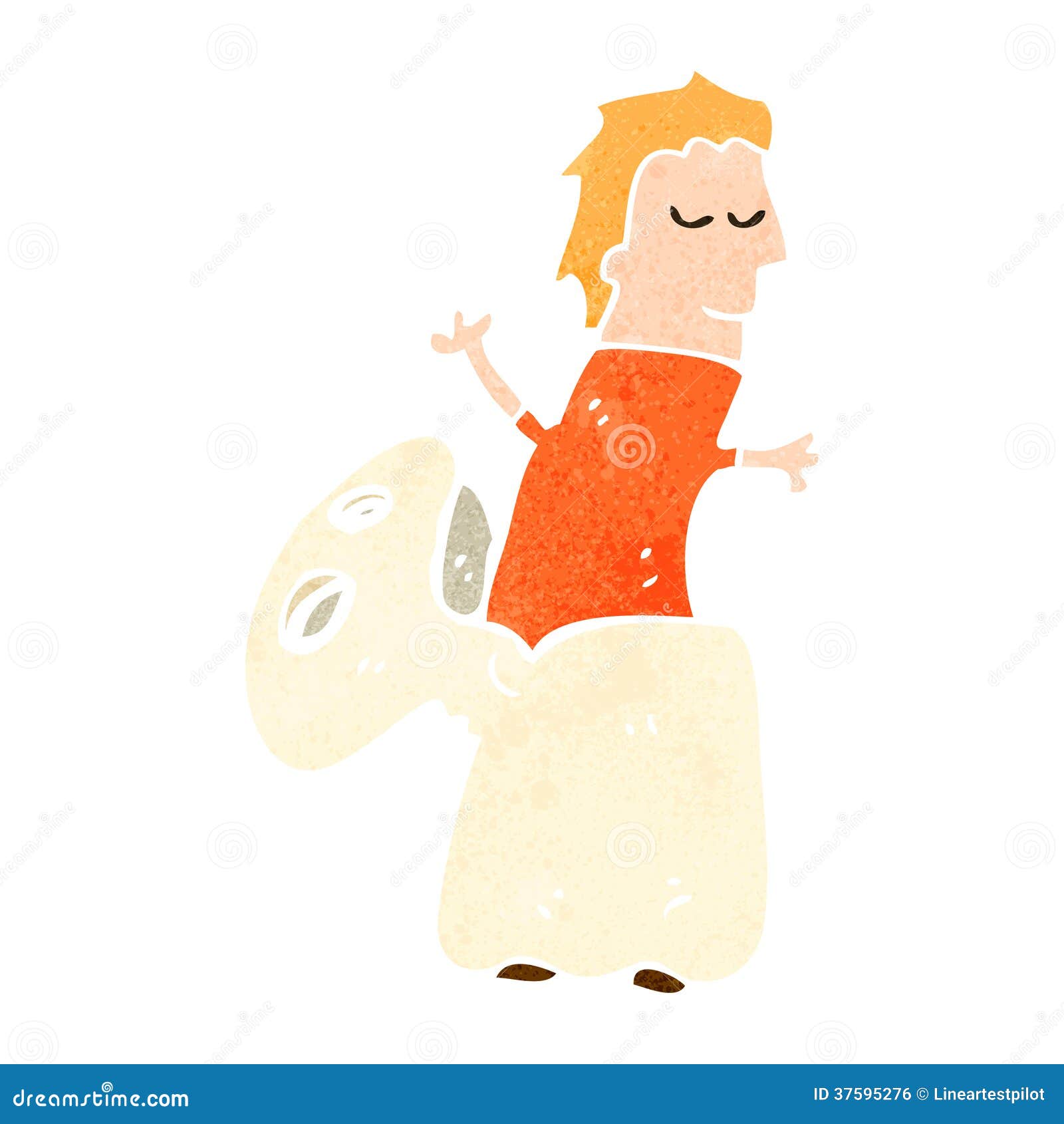 Retro Cartoon Man in Ghost Costume Stock Vector - Illustration of ...