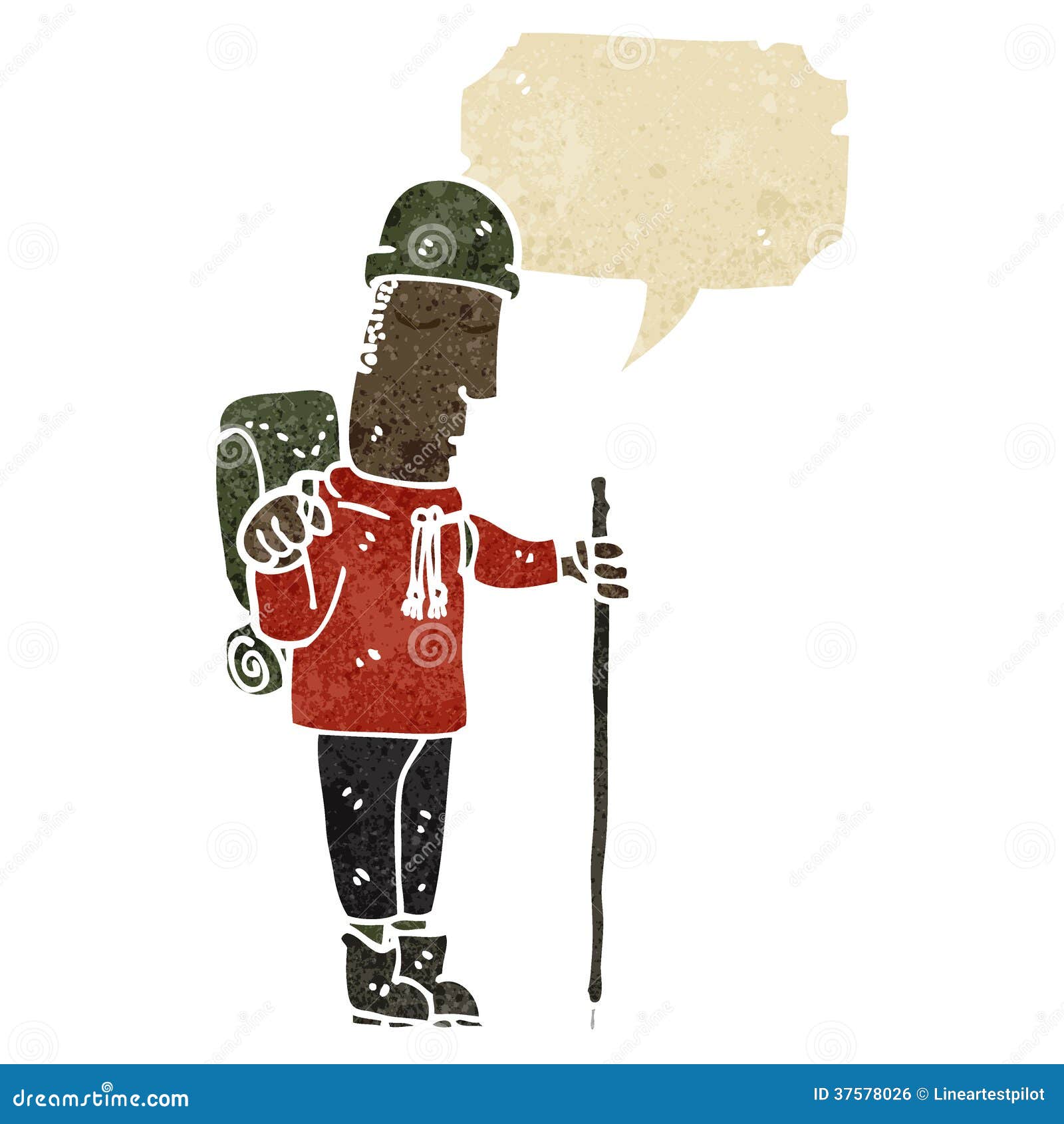 Retro cartoon man hiking stock vector. Illustration of artwork - 37578026