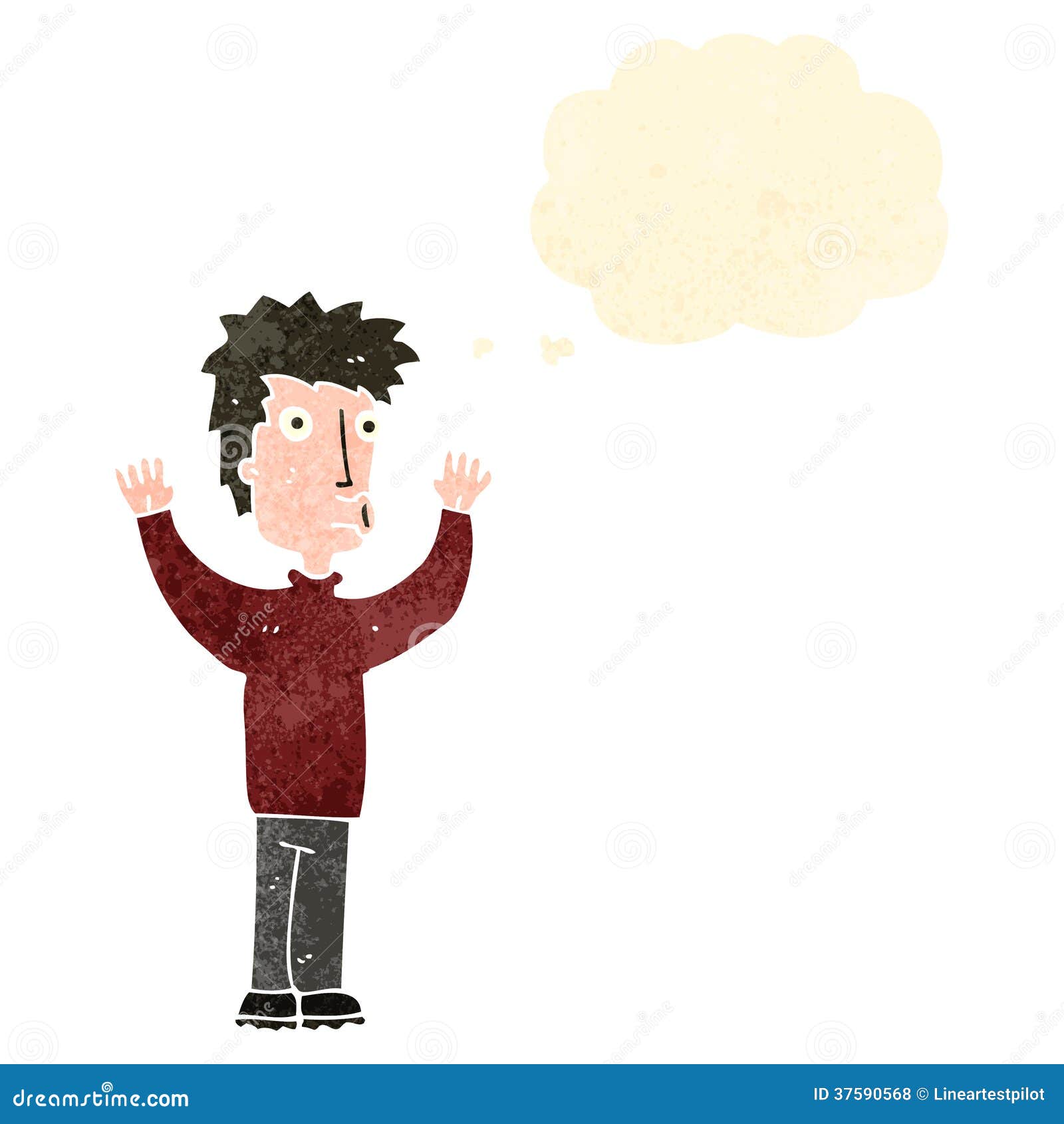 Retro Cartoon Man Holding Up Hands Stock Vector - Illustration of ...
