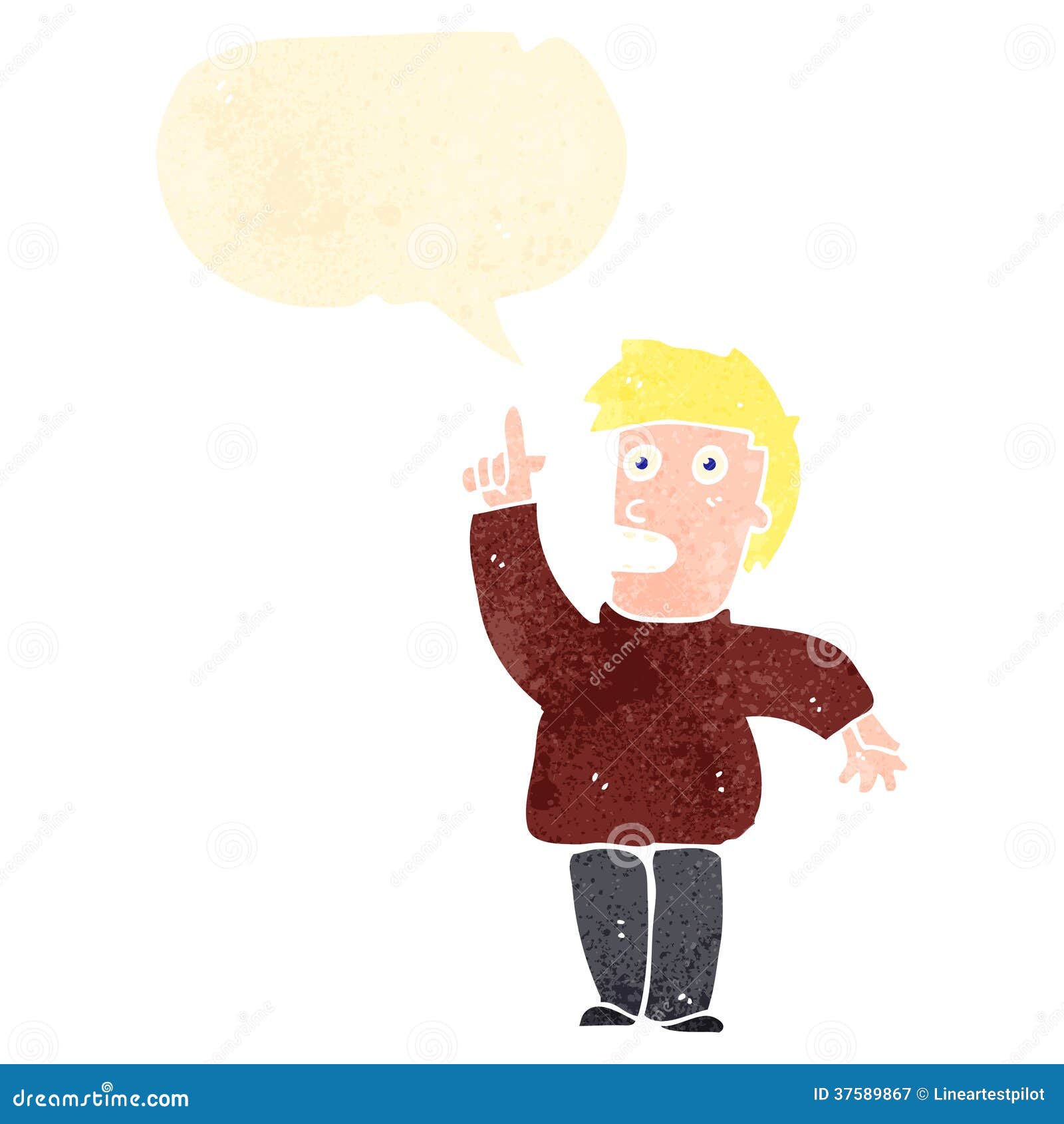 Retro Cartoon Man with Idea Stock Illustration - Illustration of cute ...