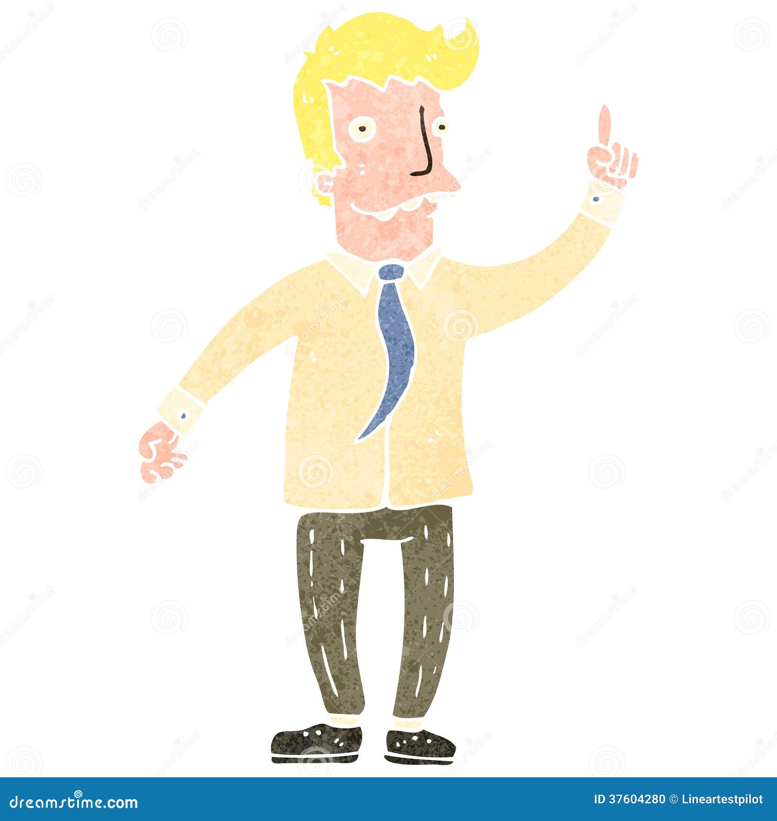 Retro Cartoon Man with Idea Stock Illustration - Illustration of ...