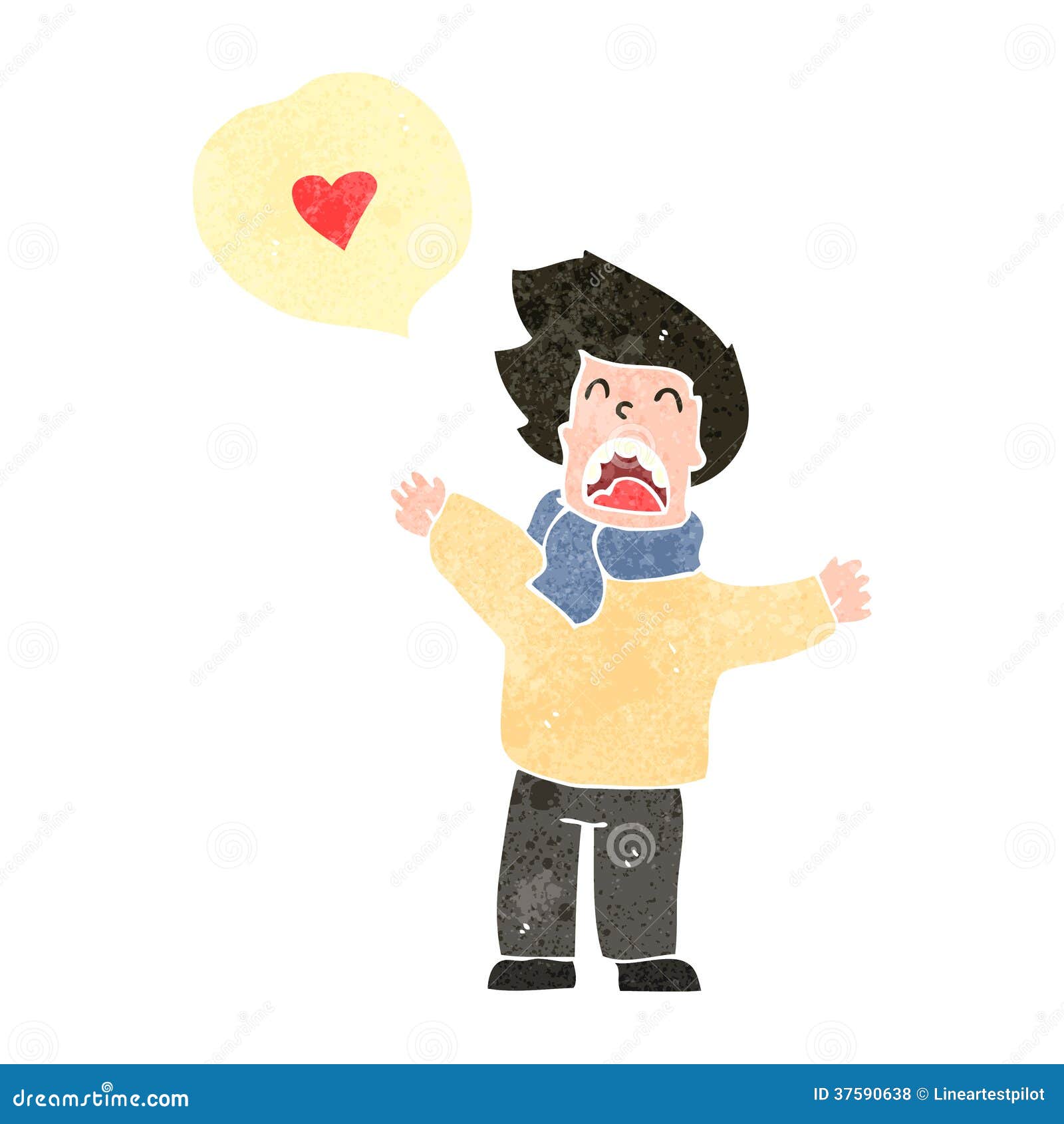 Retro cartoon man in love stock vector. Illustration of watercolor ...