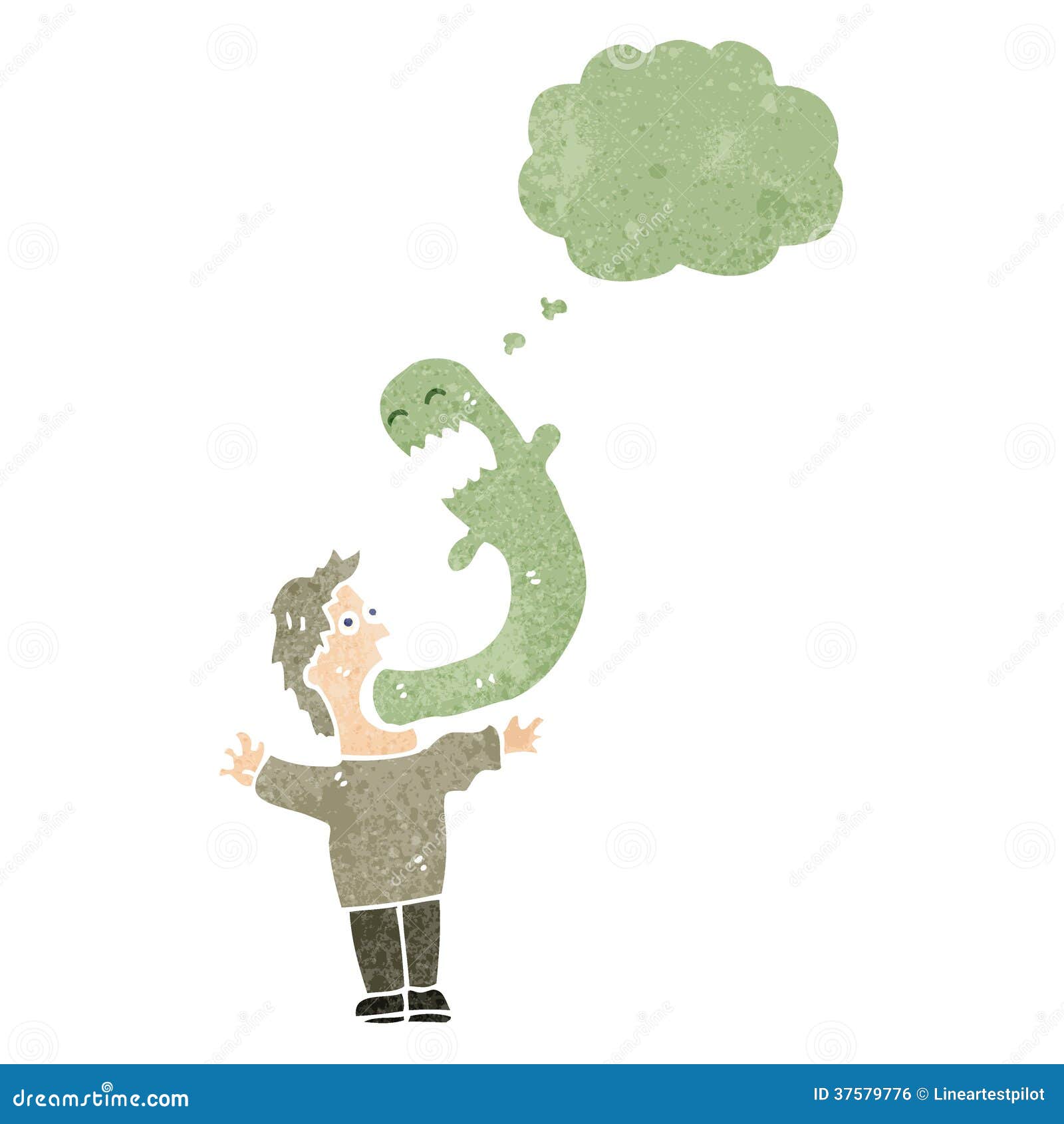 Retro Cartoon Man Possessed by Ghost Stock Vector - Illustration of ...