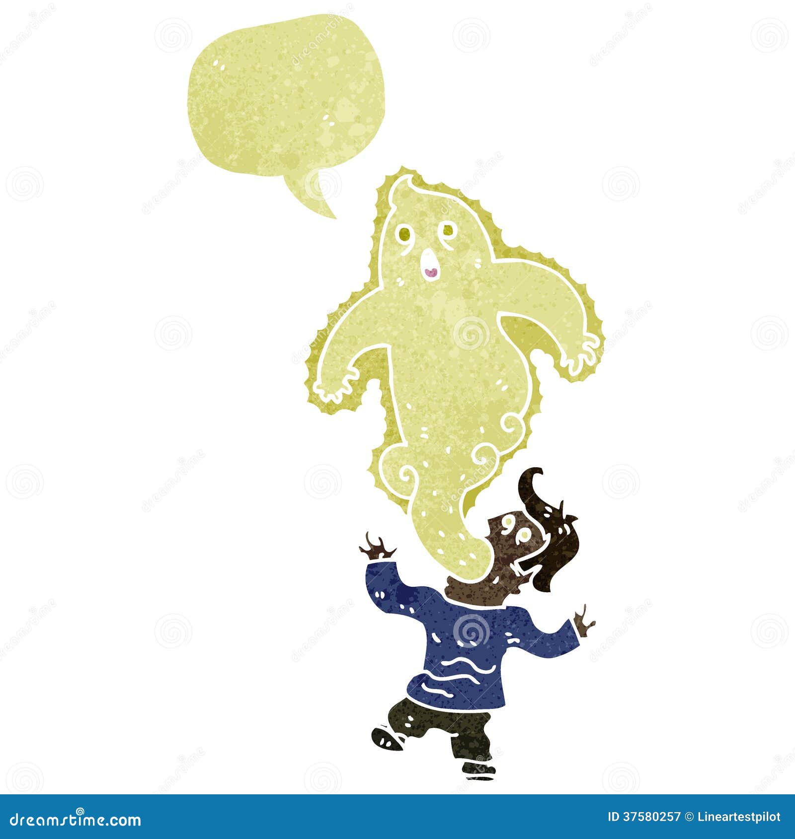 Retro Cartoon Man Possessed by Ghost Stock Vector - Illustration of ...