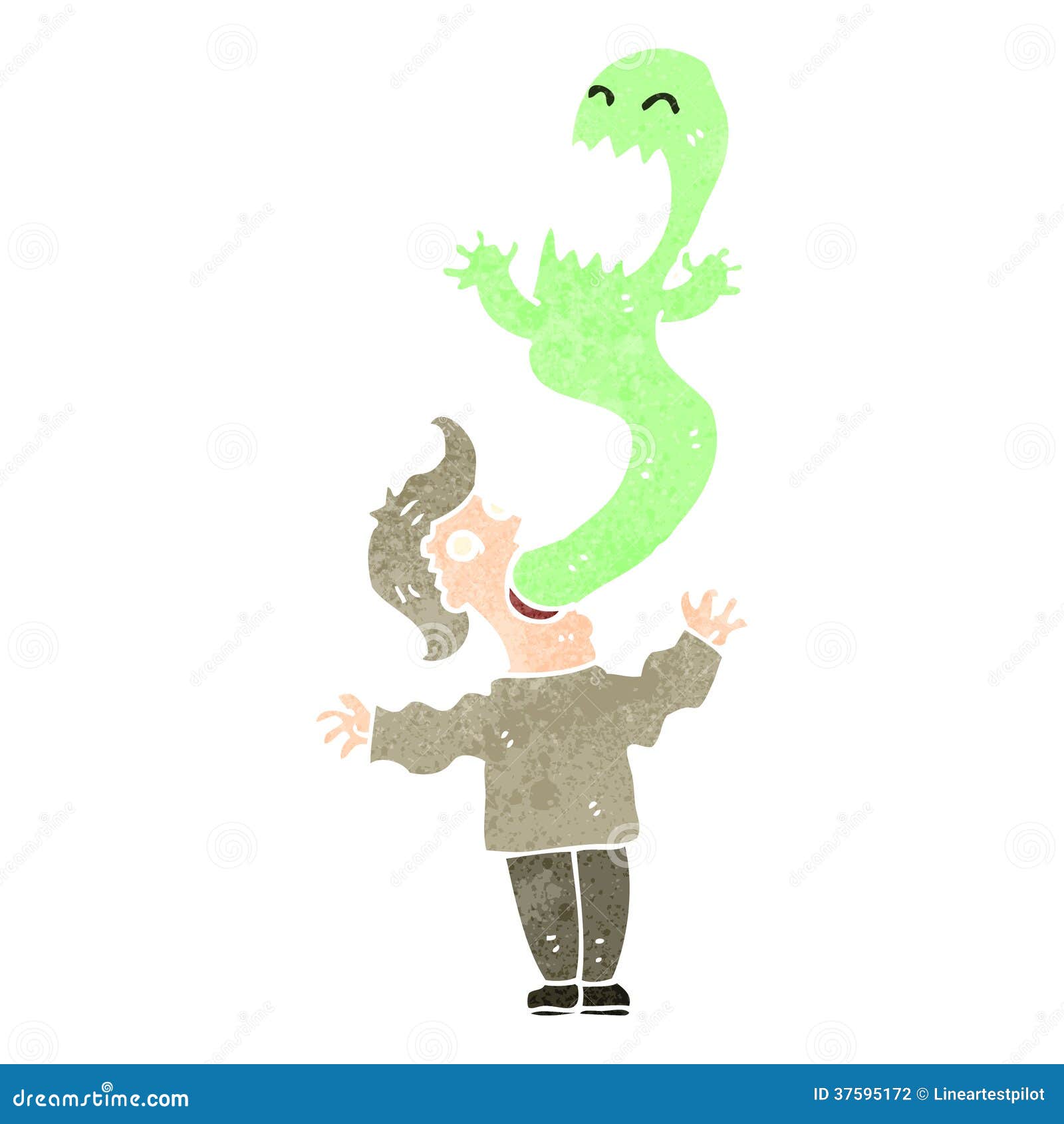 Retro Cartoon Man Possessed by Ghost Stock Vector - Illustration of ...