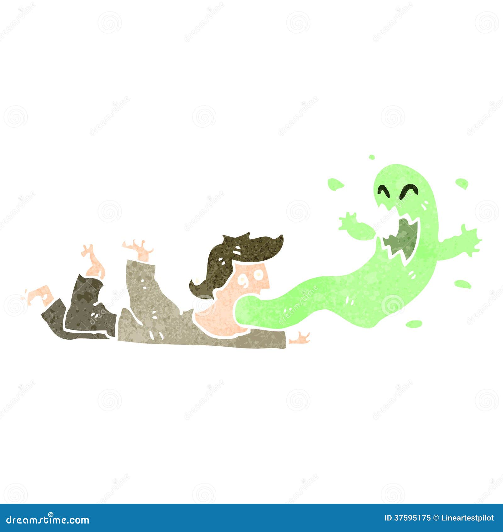 Retro Cartoon Man Possessed by Ghost Stock Vector - Illustration of ...