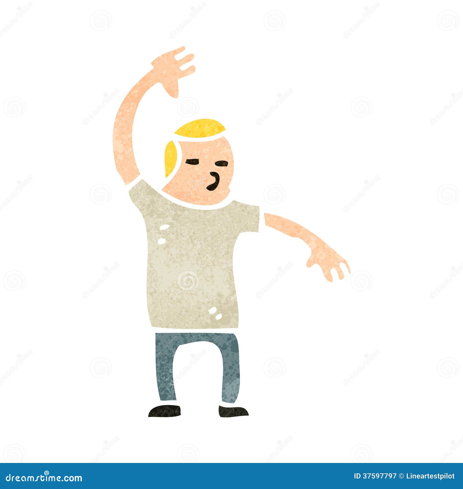 Retro Cartoon Man Raising Hand Stock Vector - Illustration of karate ...