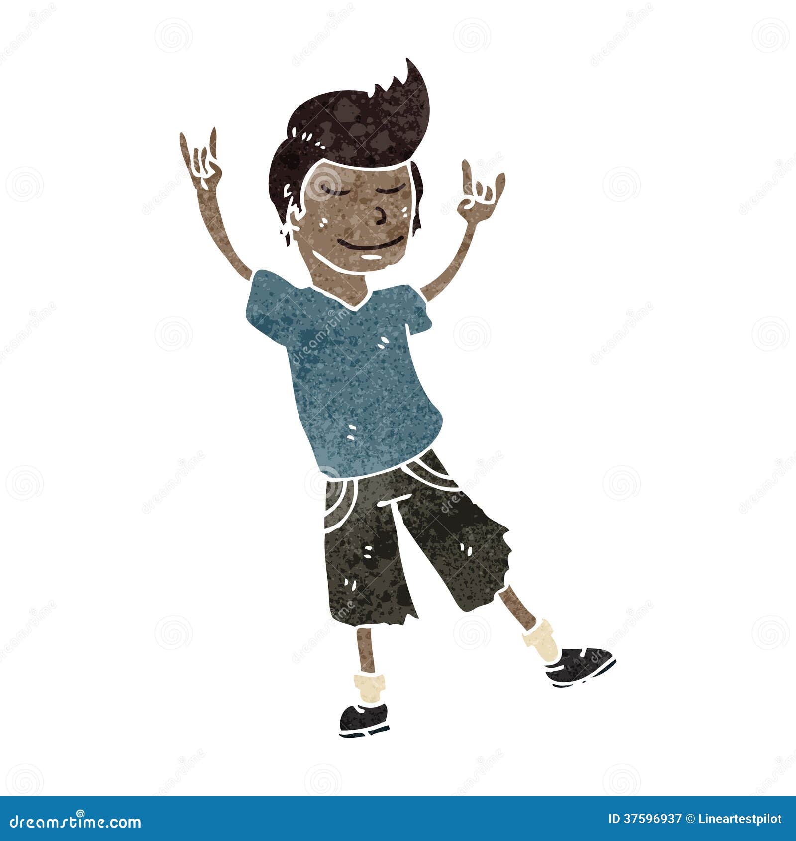 Retro Cartoon Man Rocking Out Stock Vector - Illustration of painted ...