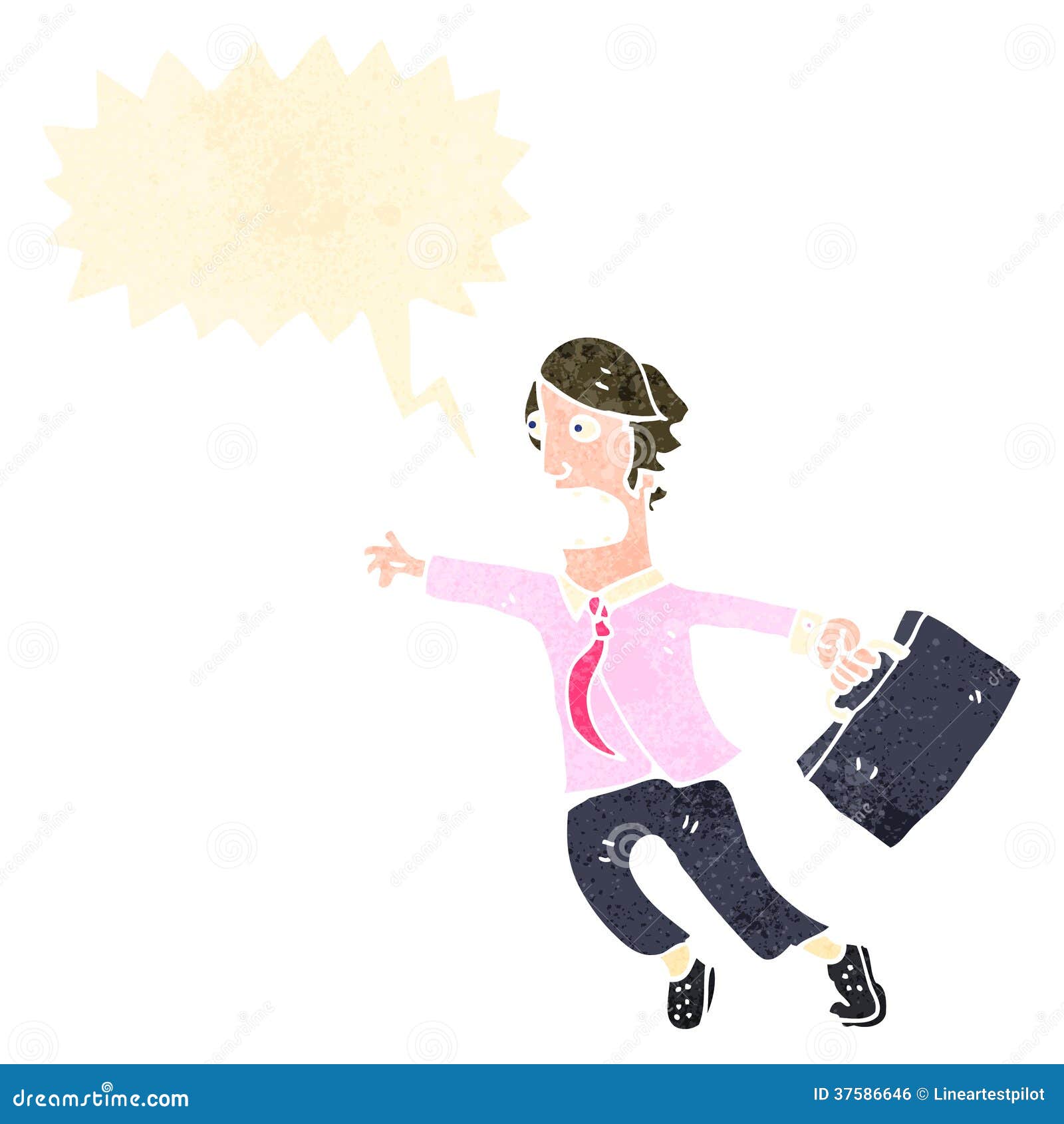 Retro Cartoon Man Rushing with Briefcase Stock Vector - Illustration of ...