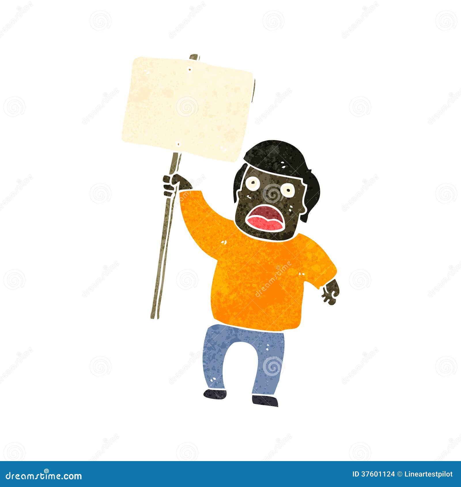 Retro Cartoon Man with Sign Stock Illustration - Illustration of ...