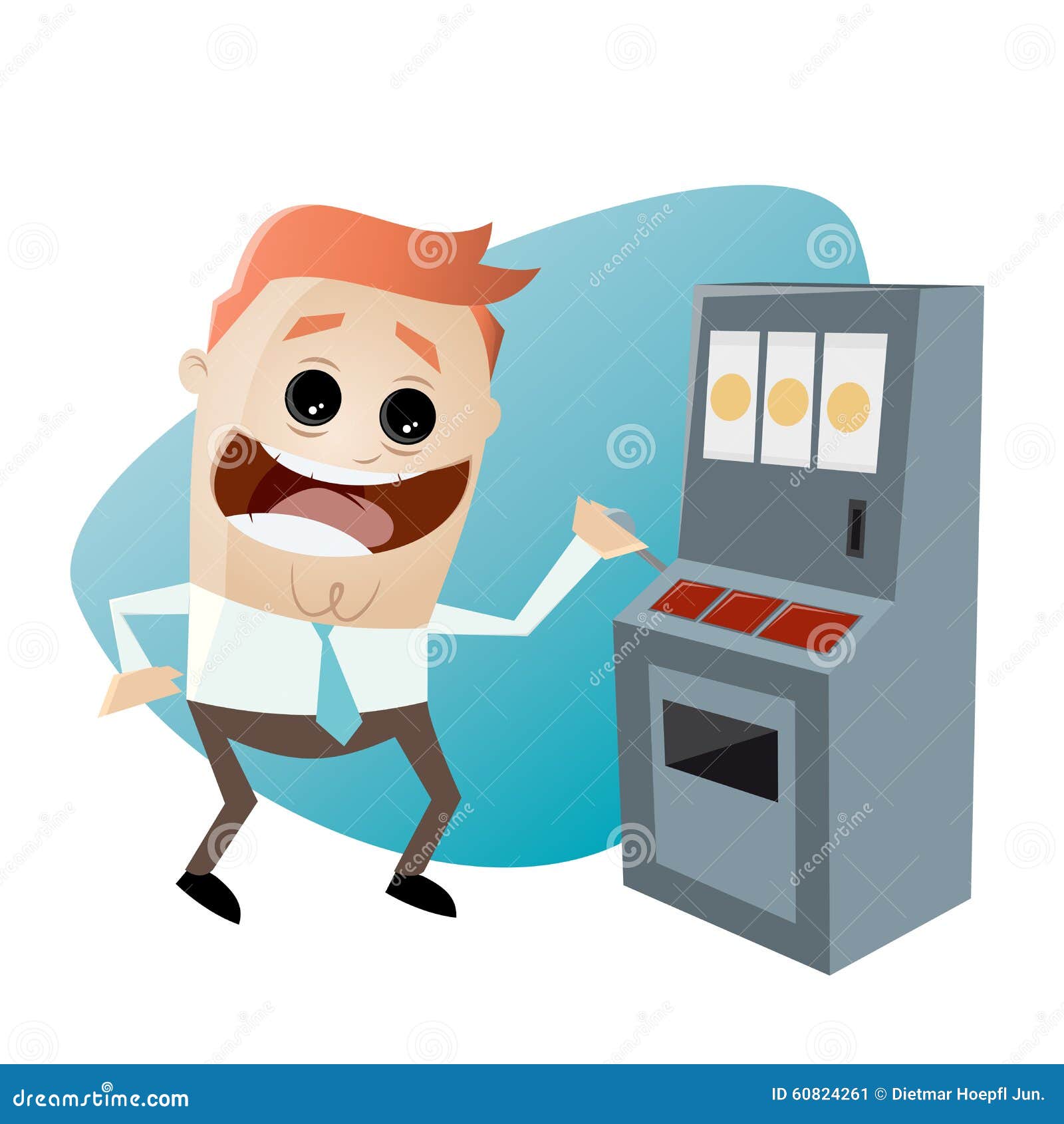 Retro Cartoon Man with Slot Machine Stock Illustration - Illustration ...