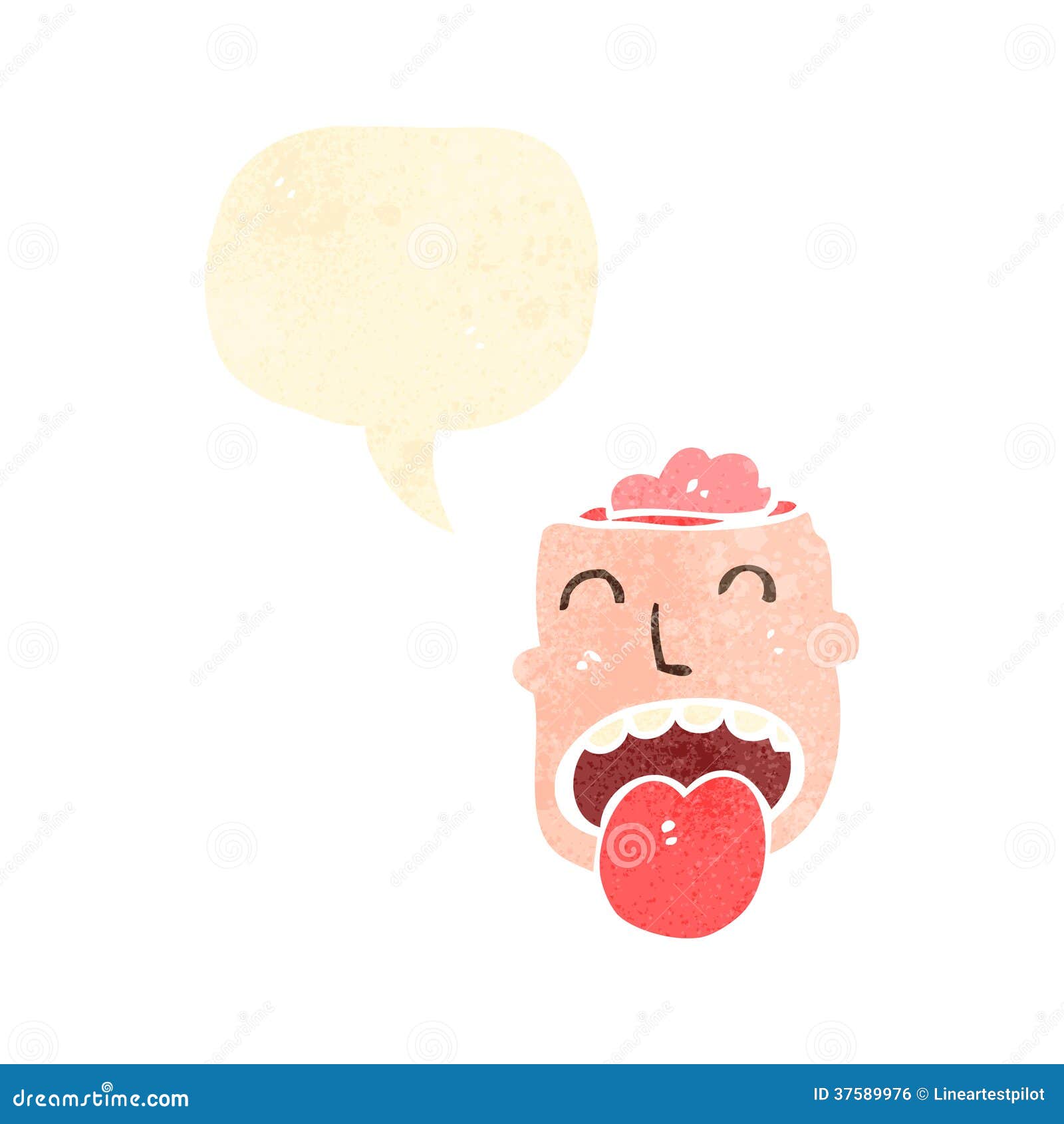 Retro Cartoon Man with Small Brain Talking Stock Illustration ...
