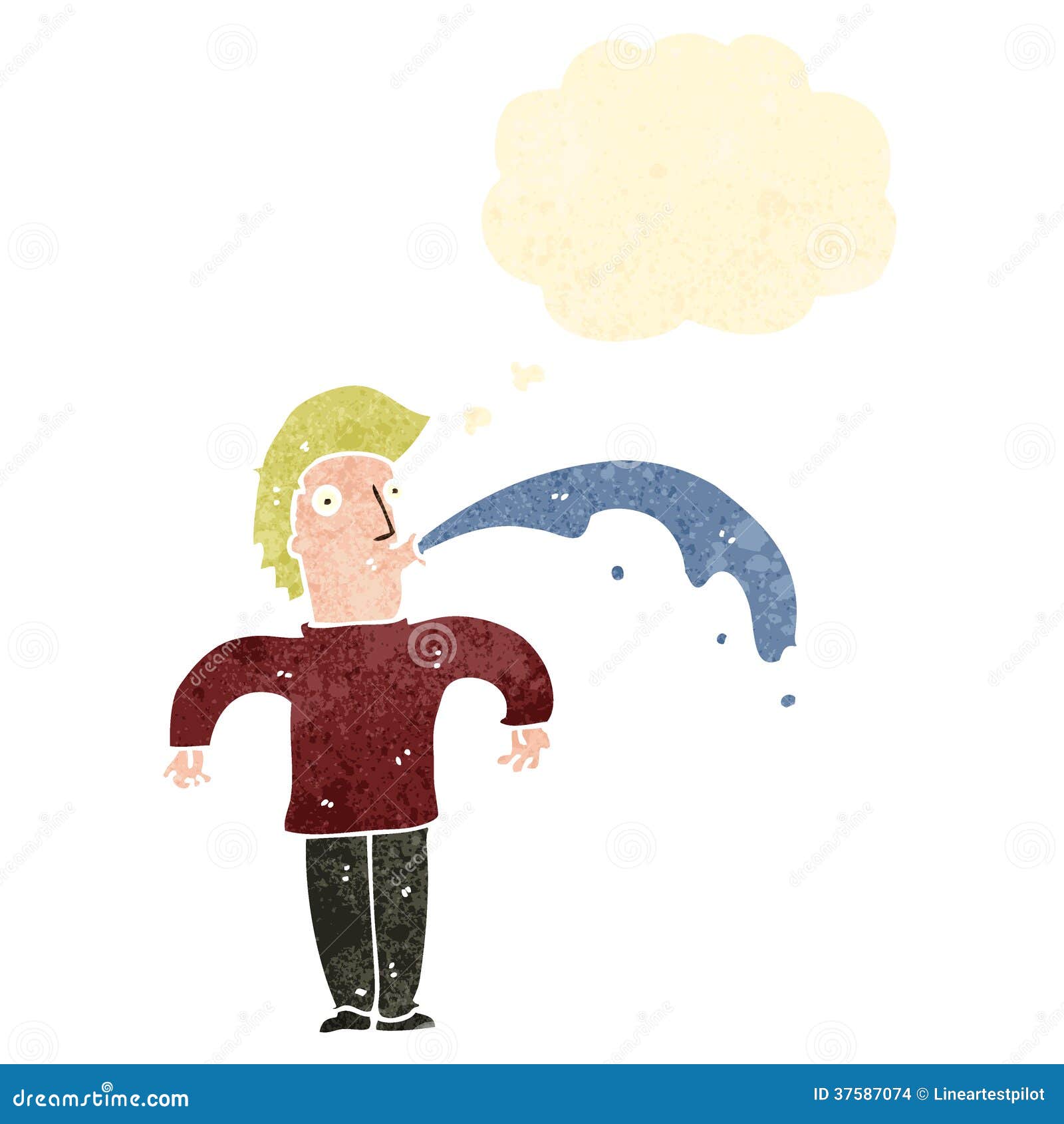 Retro Cartoon Man Spitting Water Stock Vector - Illustration of drawing ...