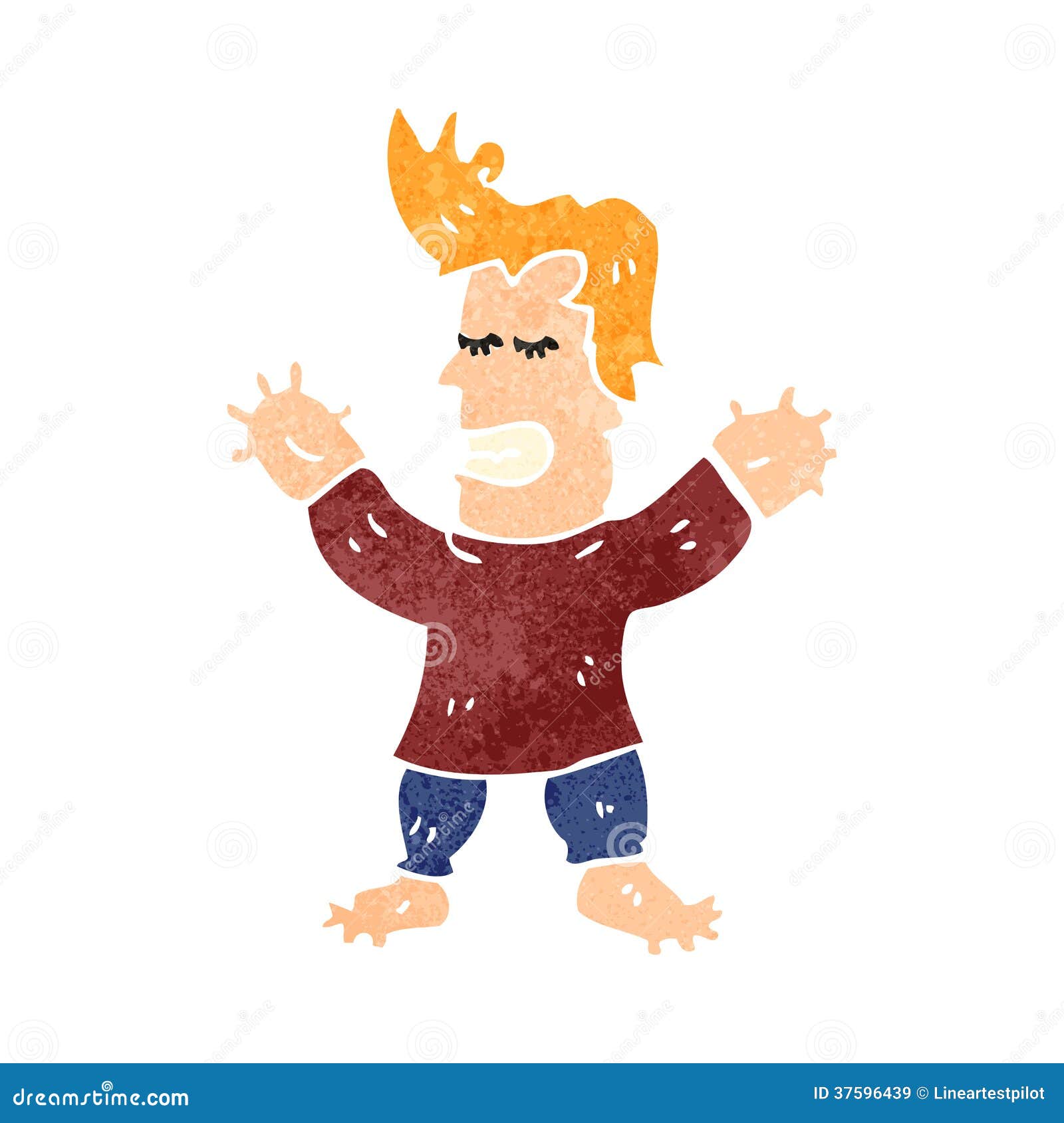 Retro Cartoon Man with Swollen Hands Stock Illustration - Illustration ...