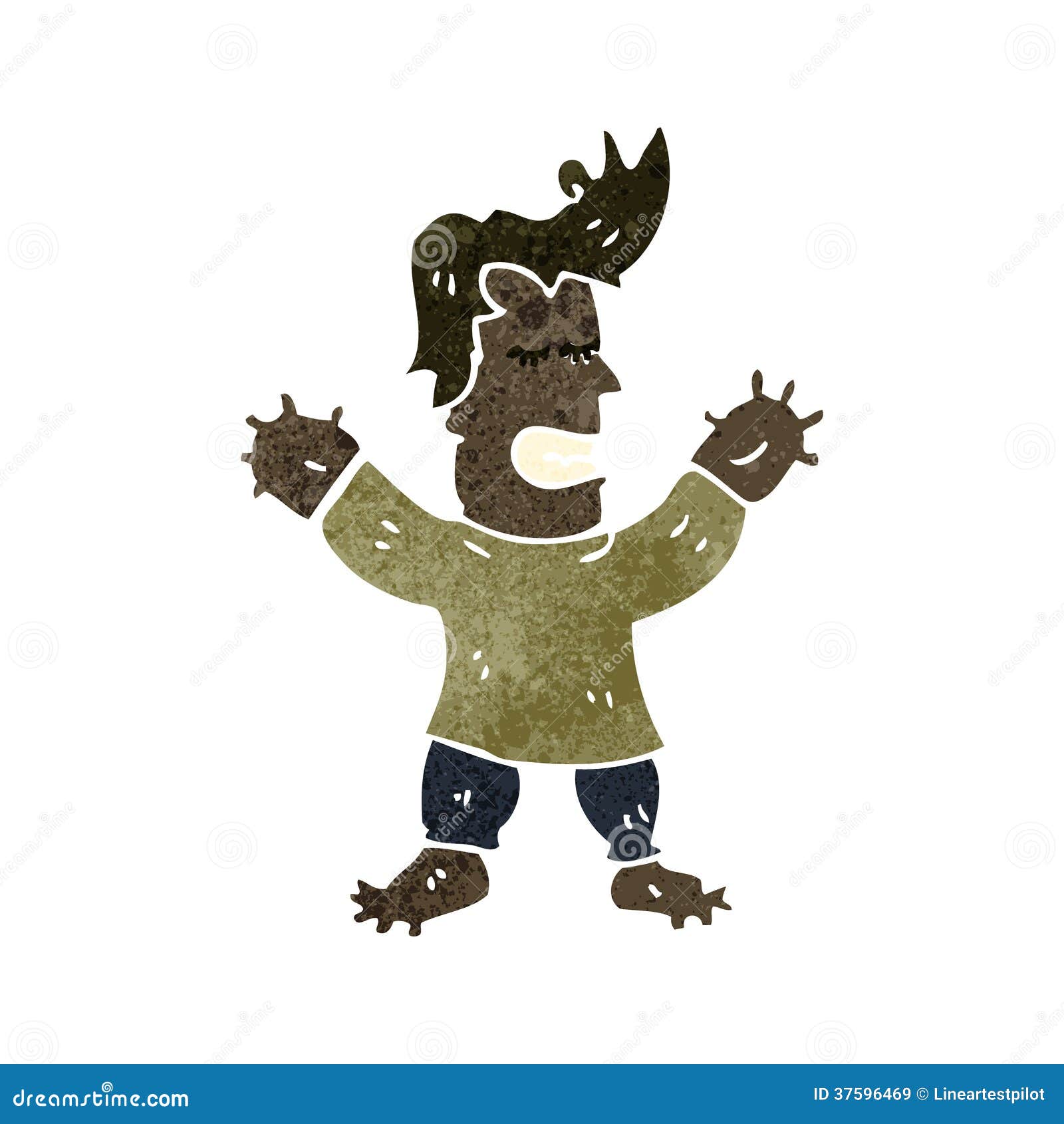 Retro Cartoon Man with Swollen Hands and Feet Stock Illustration ...