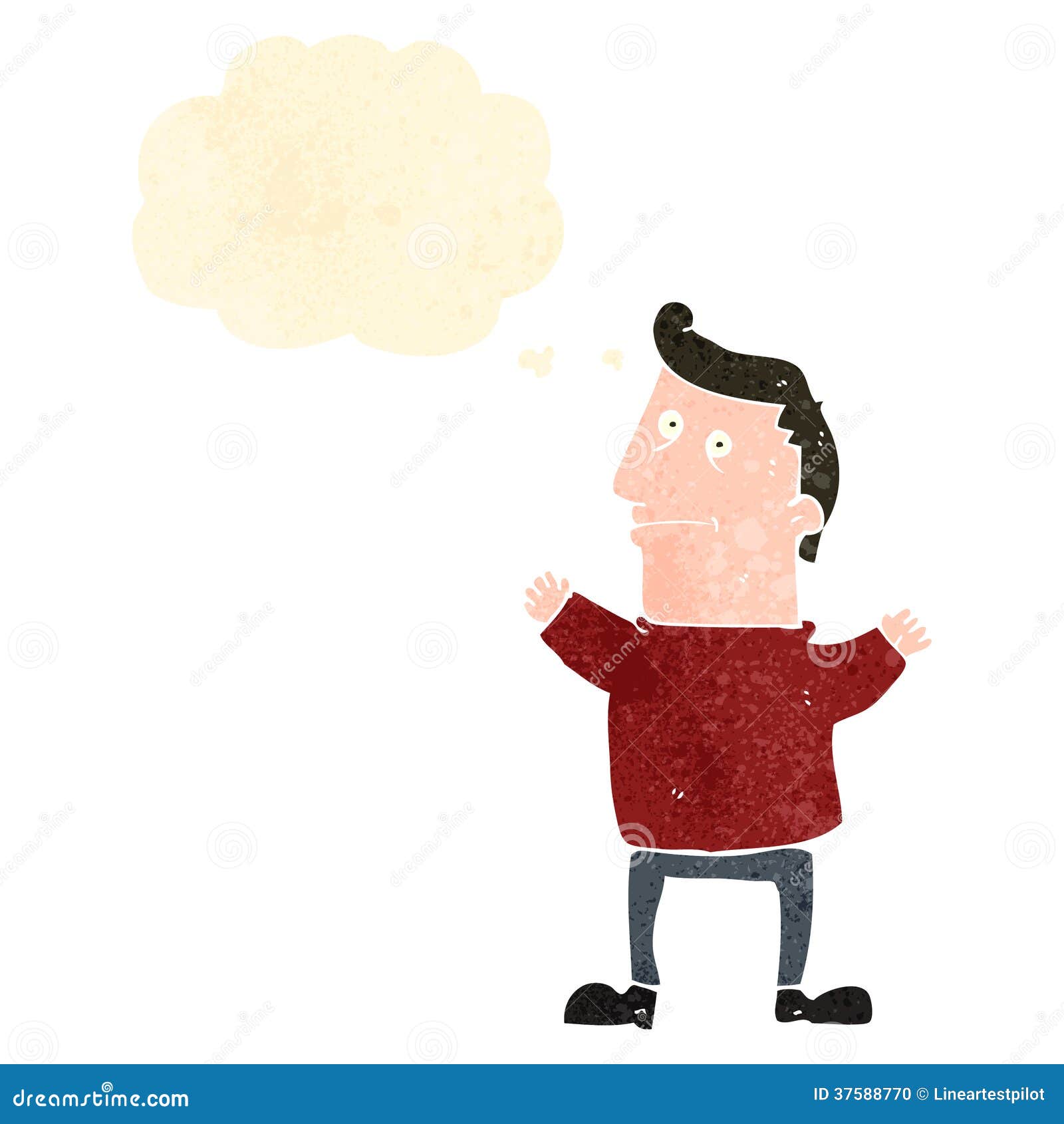 Retro cartoon man thinking stock illustration. Illustration of drawn ...