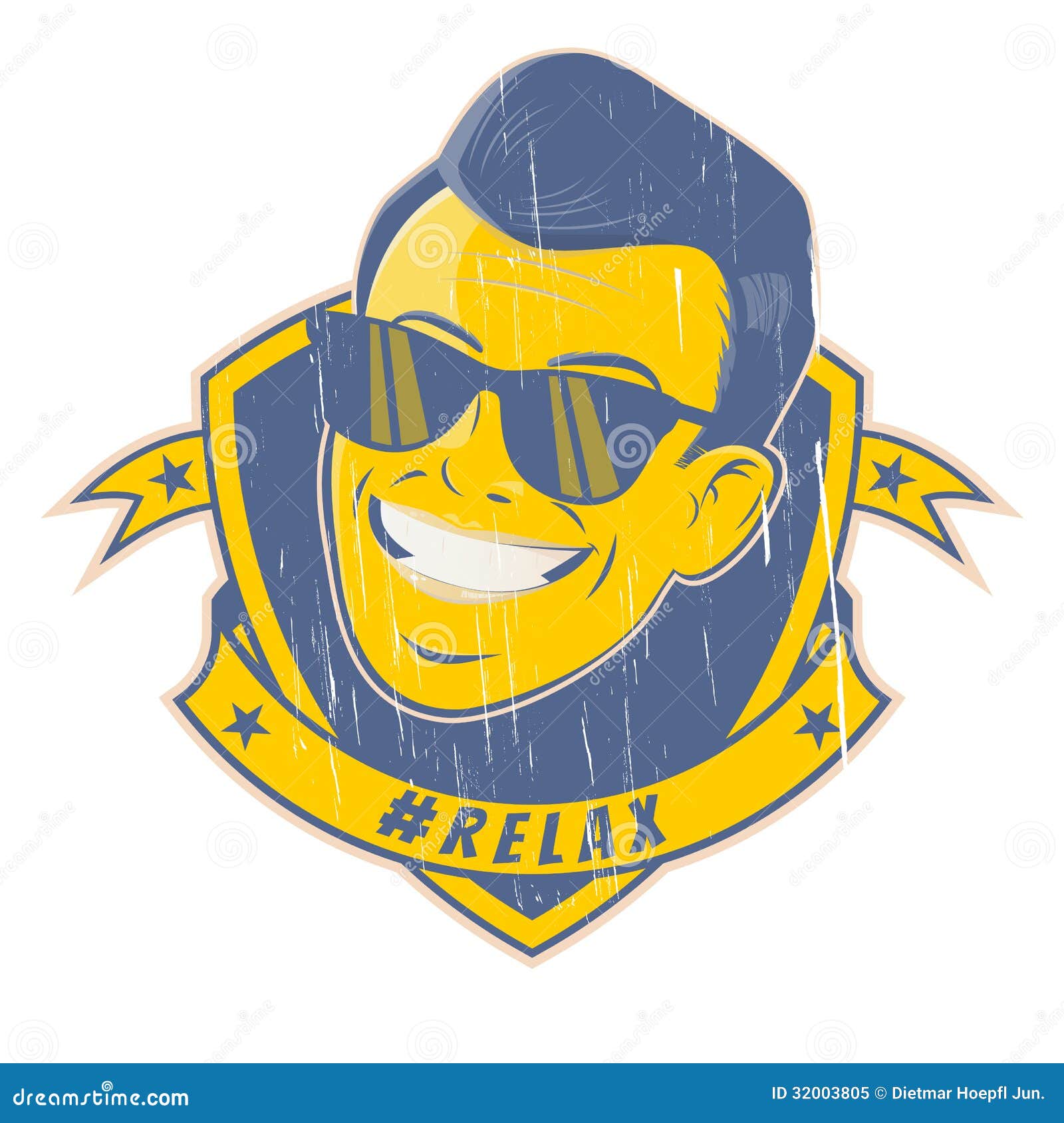 Retro Cartoon Man on Vintage Emblem Stock Vector - Illustration of ...