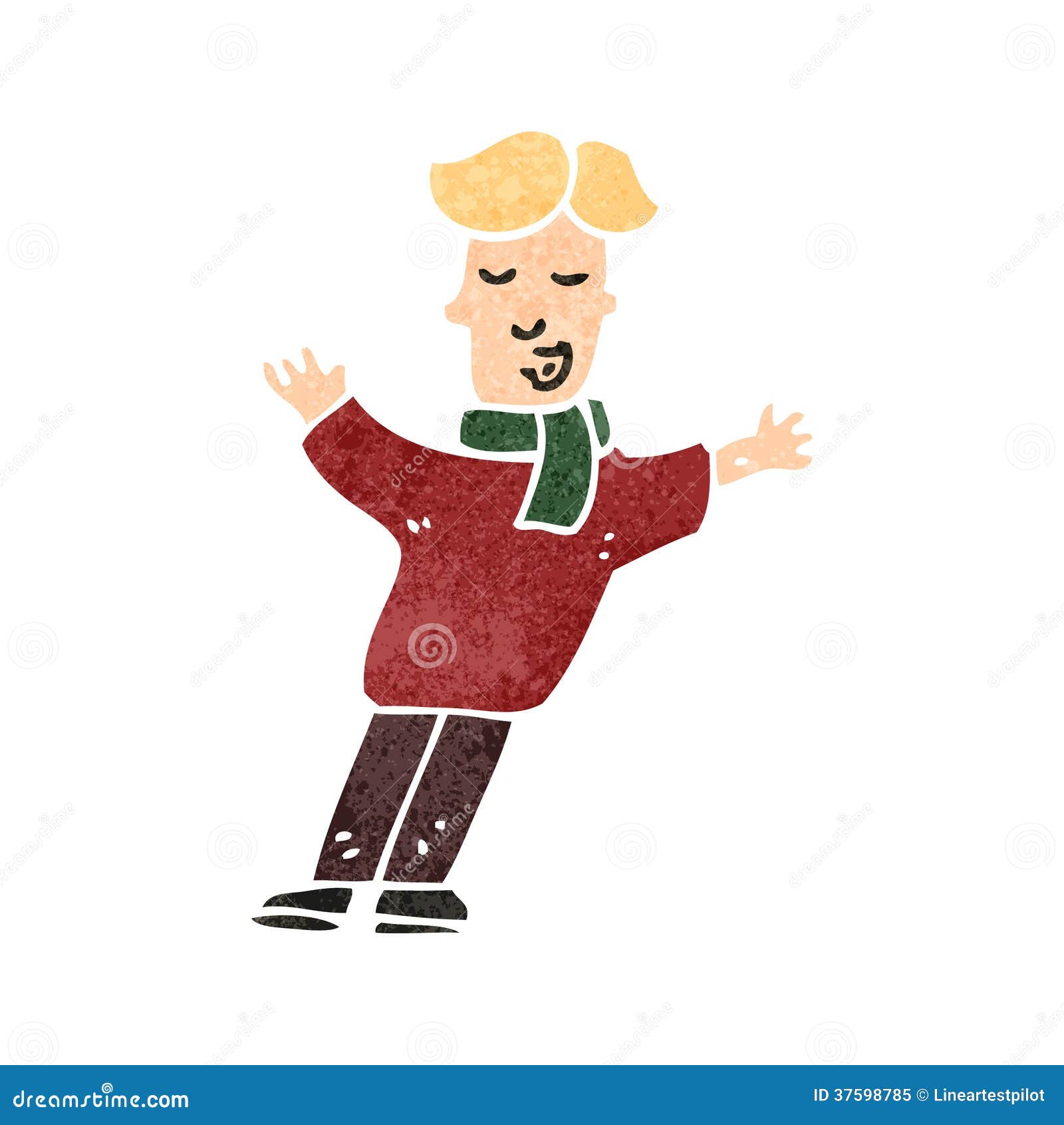 Retro Cartoon Man in Winter Wind Stock Vector - Illustration of artwork ...