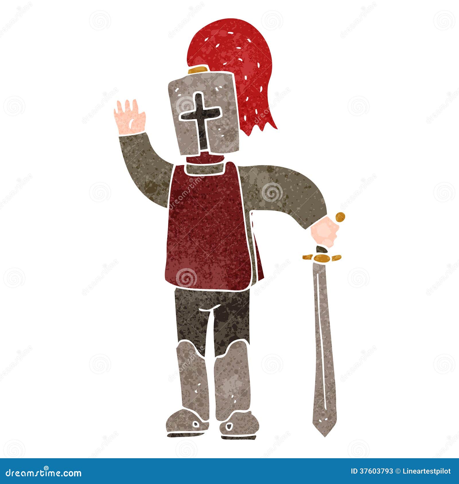 Retro Cartoon Medieval Knight Stock Illustration - Illustration of ...
