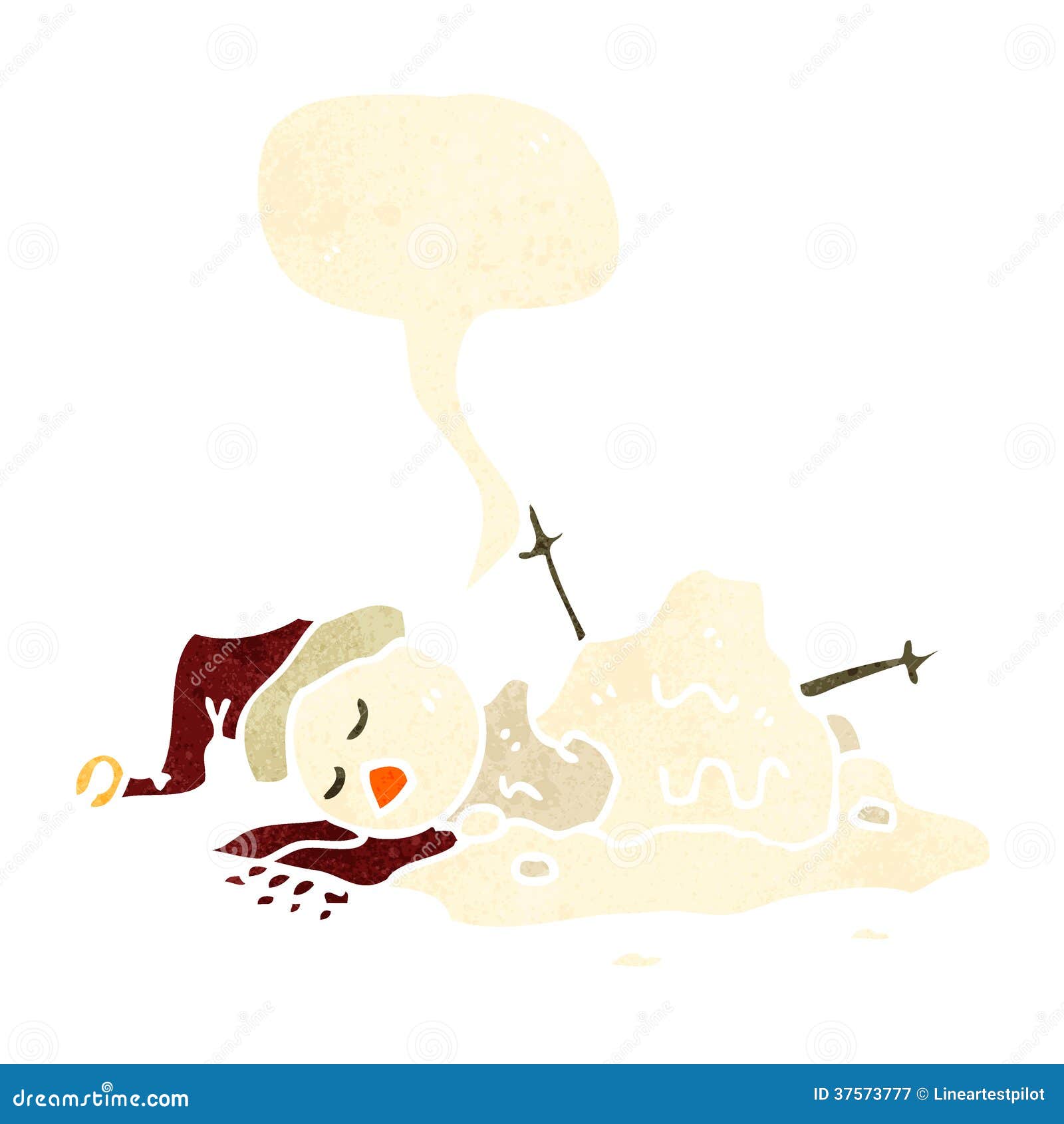 Cartoon Melted Snowman. Snowmen Melting Stages, Winter Funny Melts ...