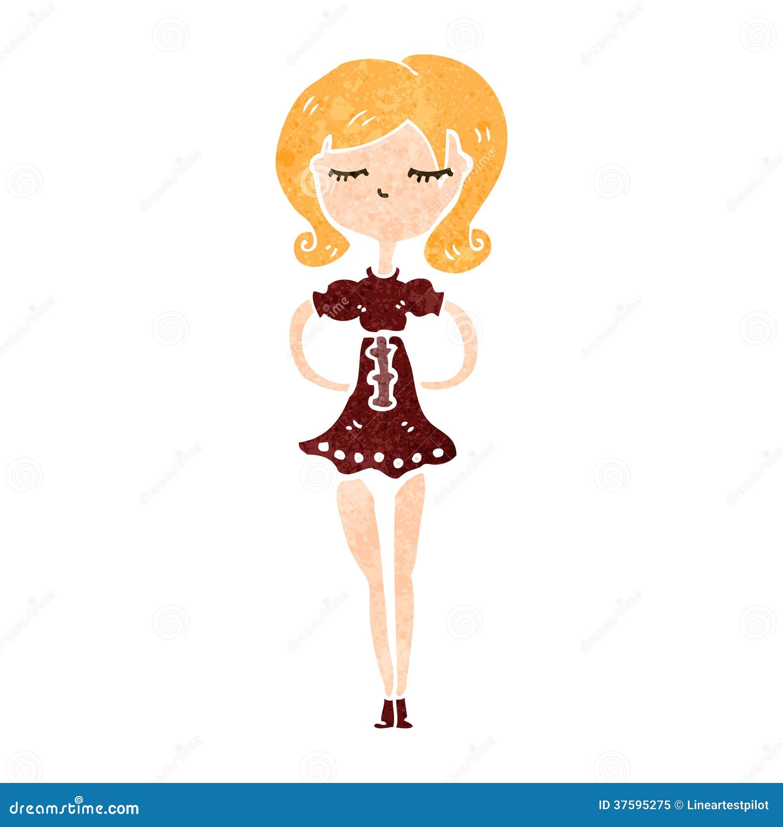 Retro cartoon model girl stock vector. Illustration of watercolor ...