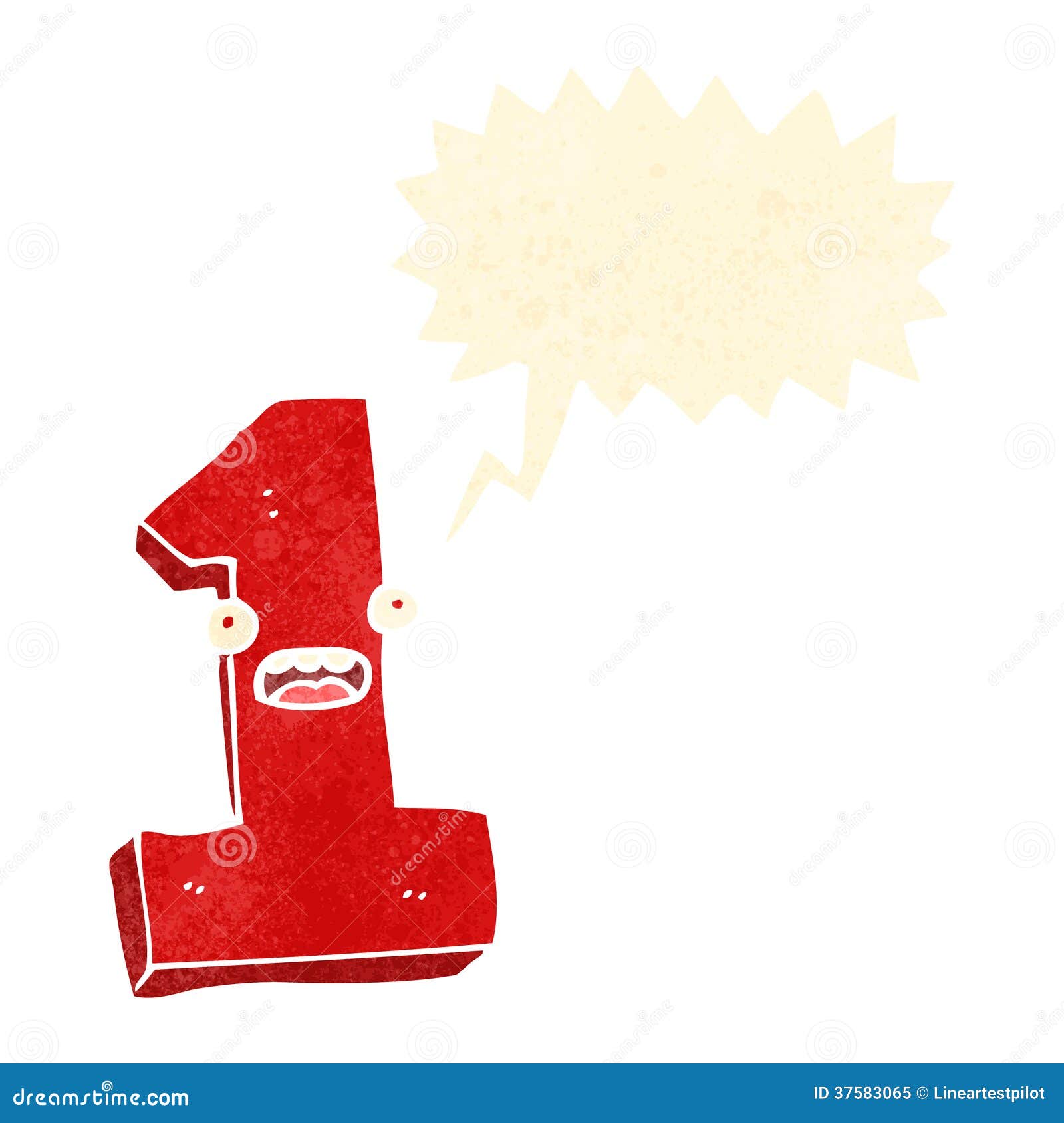 Retro Cartoon Number One with Speech Bubble Stock Vector - Illustration ...