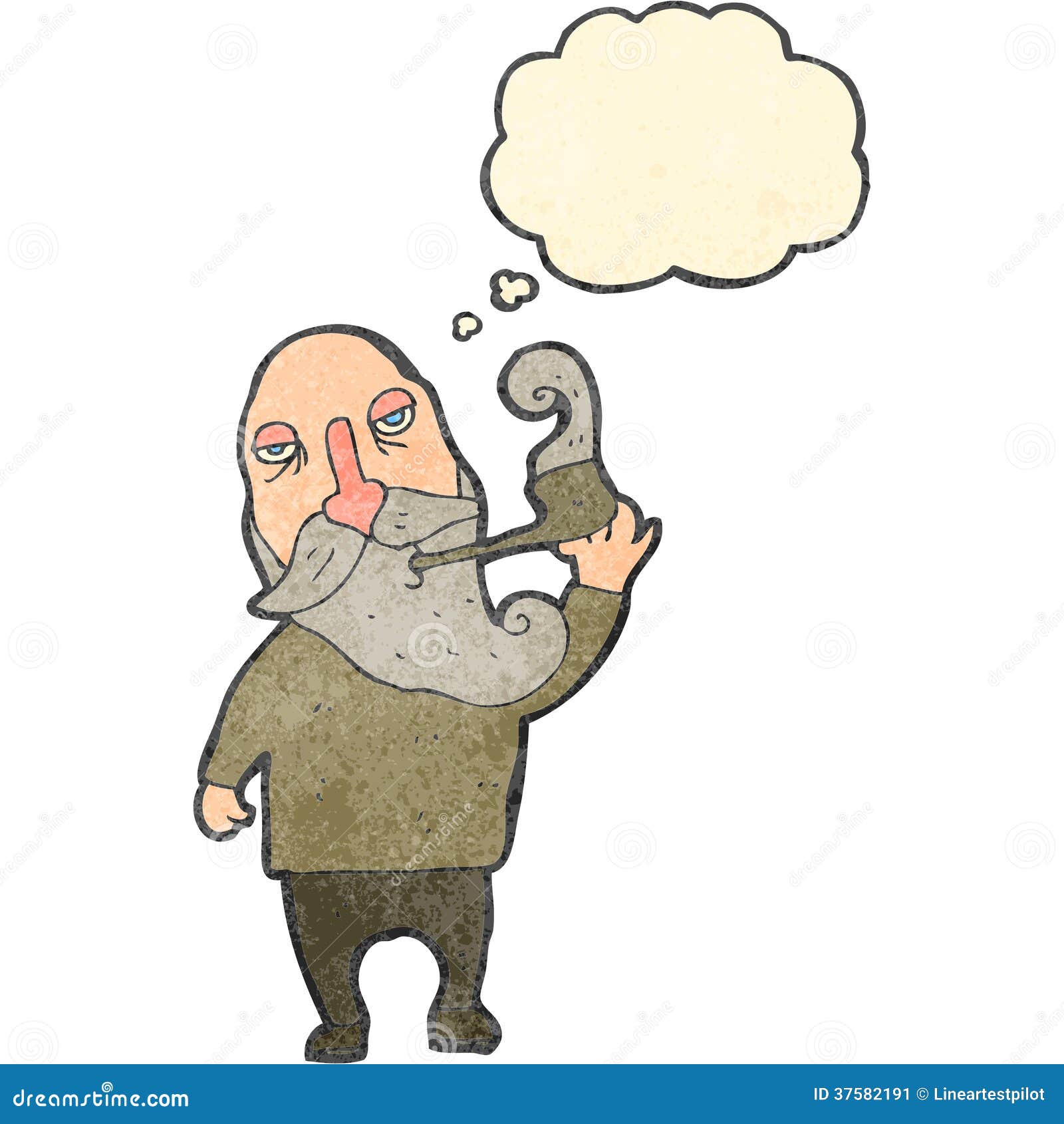 Retro Cartoon Old Man Smoking Pipe Stock Vector - Illustration of ...