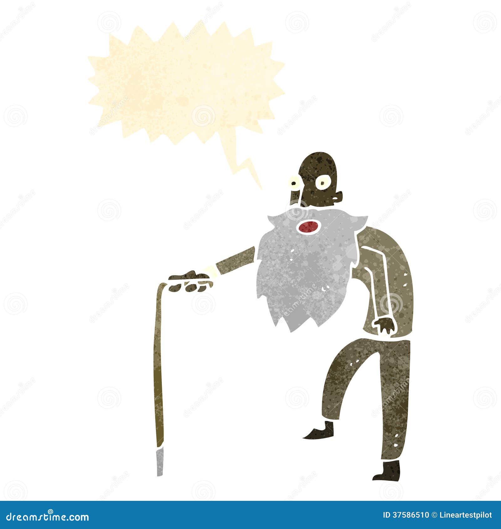 Retro Cartoon Old Man with Walking Stick Stock Vector - Illustration of ...