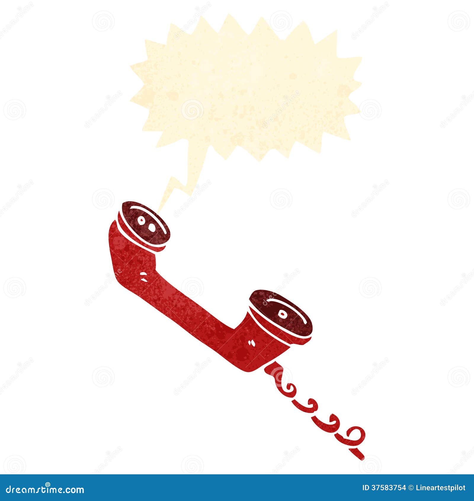 Retro Cartoon Old Telephone Handset Stock Illustration - Illustration ...