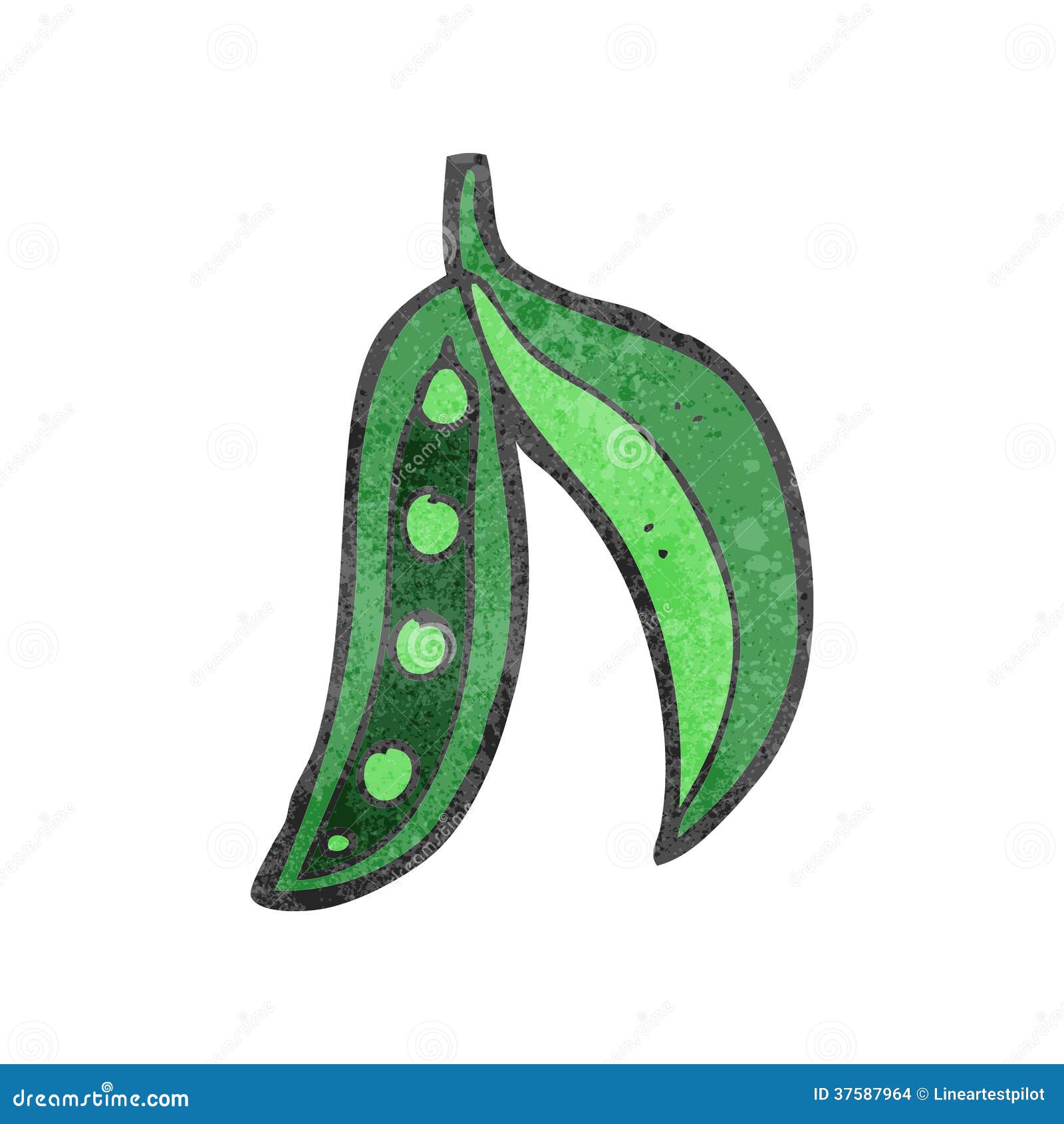 Retro cartoon peas in pod stock vector. Illustration of colorful - 37587964
