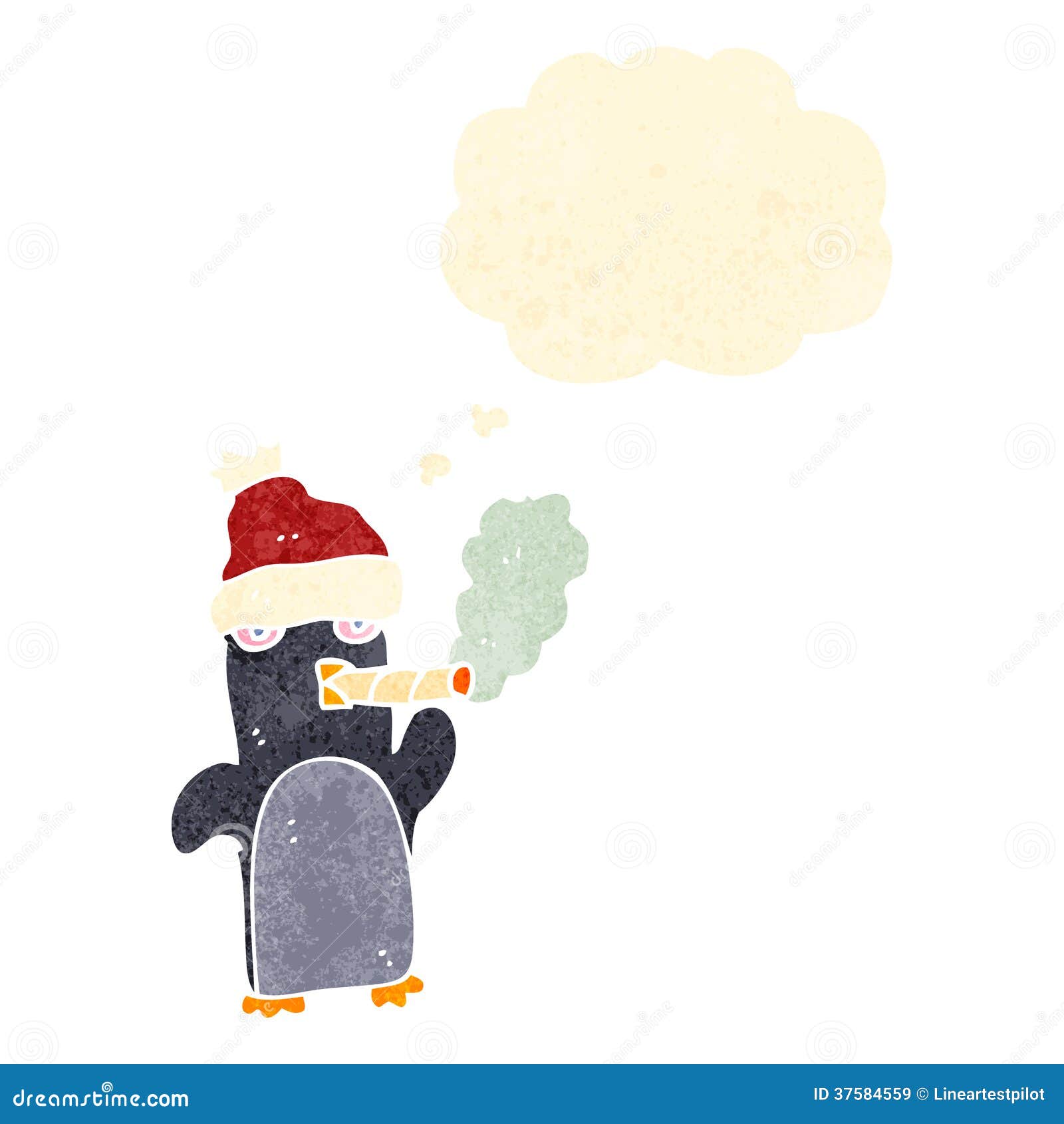 Retro Cartoon Penguin Smoking Stock Illustration - Illustration of ...