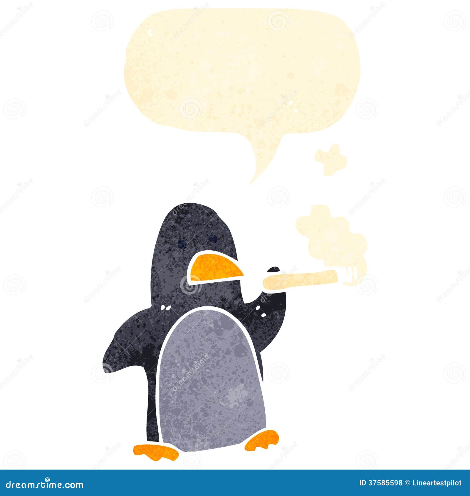 Retro Cartoon Penguin Smoking Cigarette Stock Vector - Illustration of ...