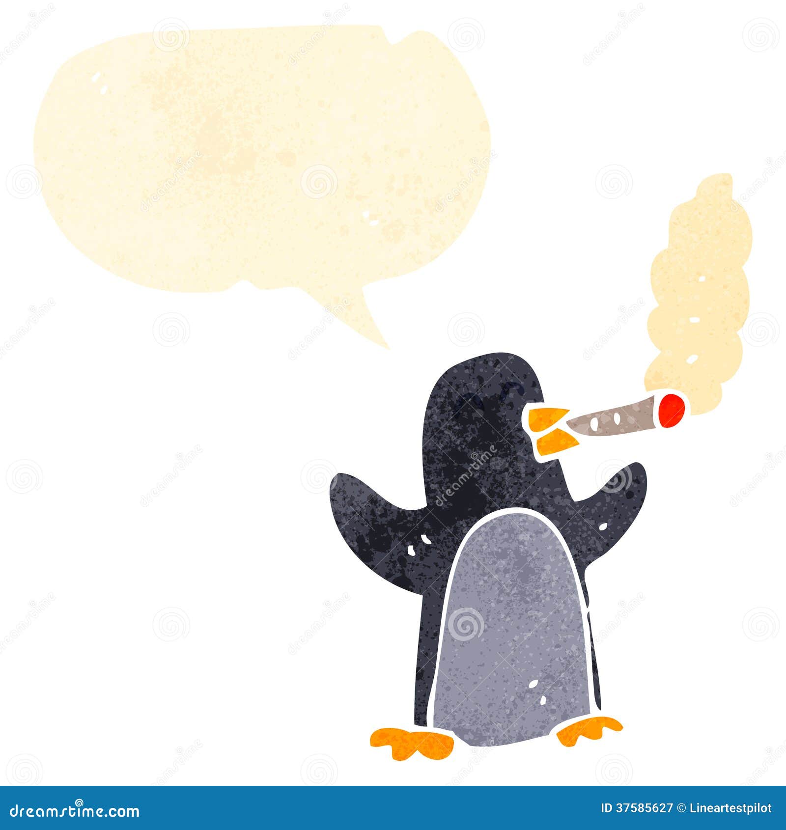 Retro Cartoon Penguin Smoking Cigarette Stock Vector - Illustration of ...