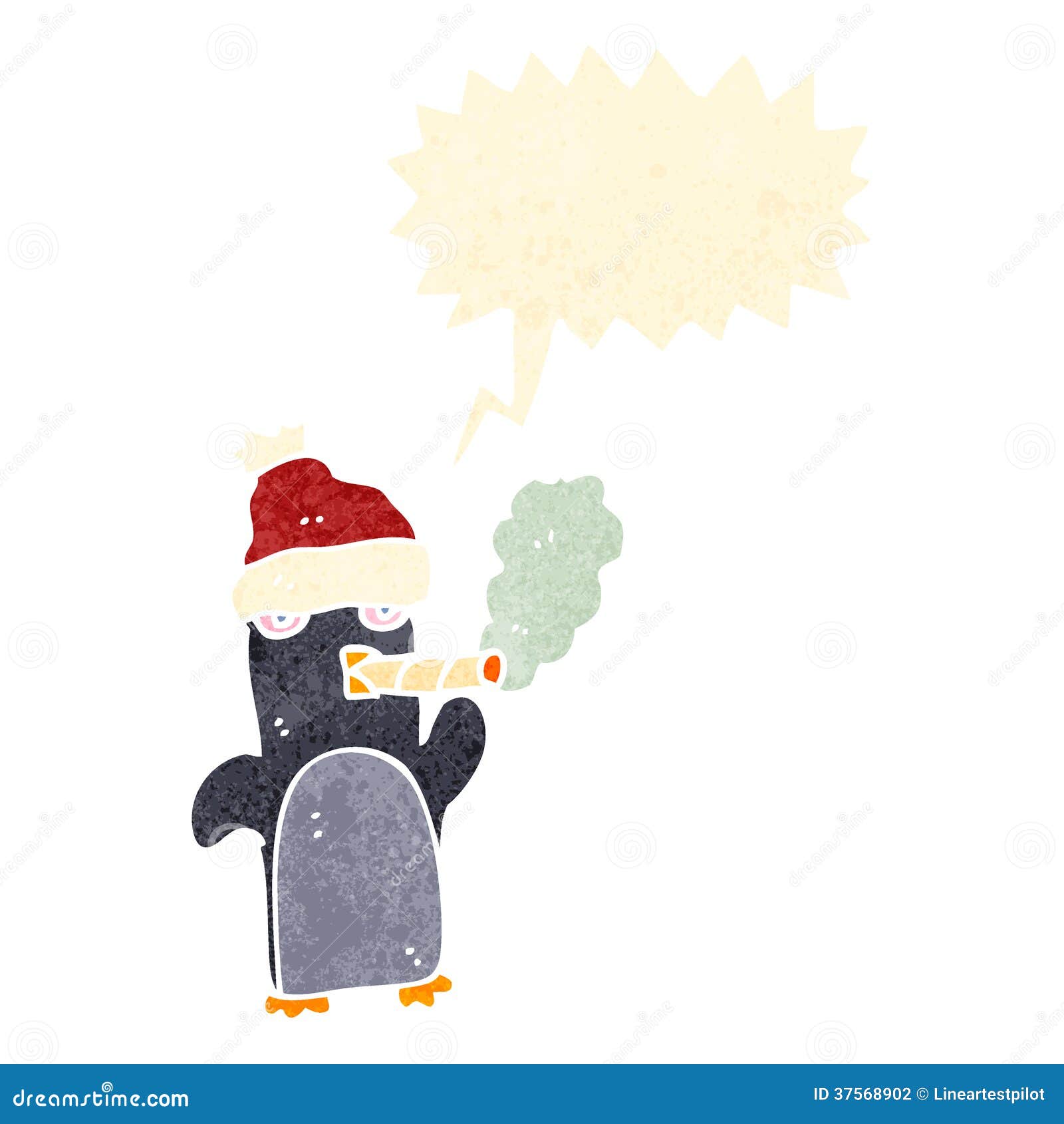 Retro Cartoon Penguin Smoking Marijuana Stock Vector - Illustration of ...