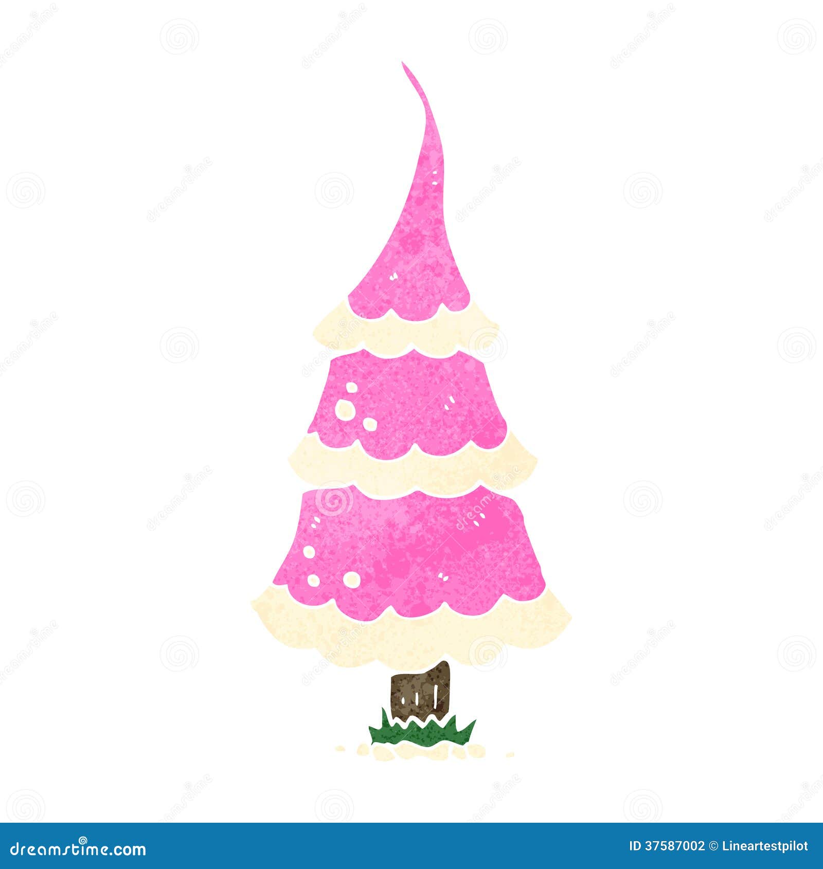 Retro Cartoon,pink Christmas Tree, Stock Vector - Illustration of ...