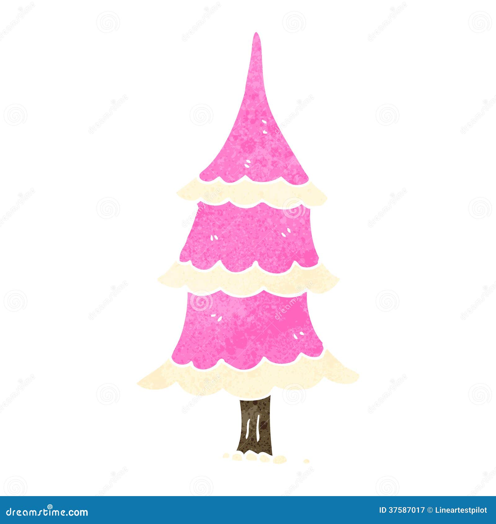 Retro Cartoon,pink Christmas Tree, Stock Vector - Illustration of ...