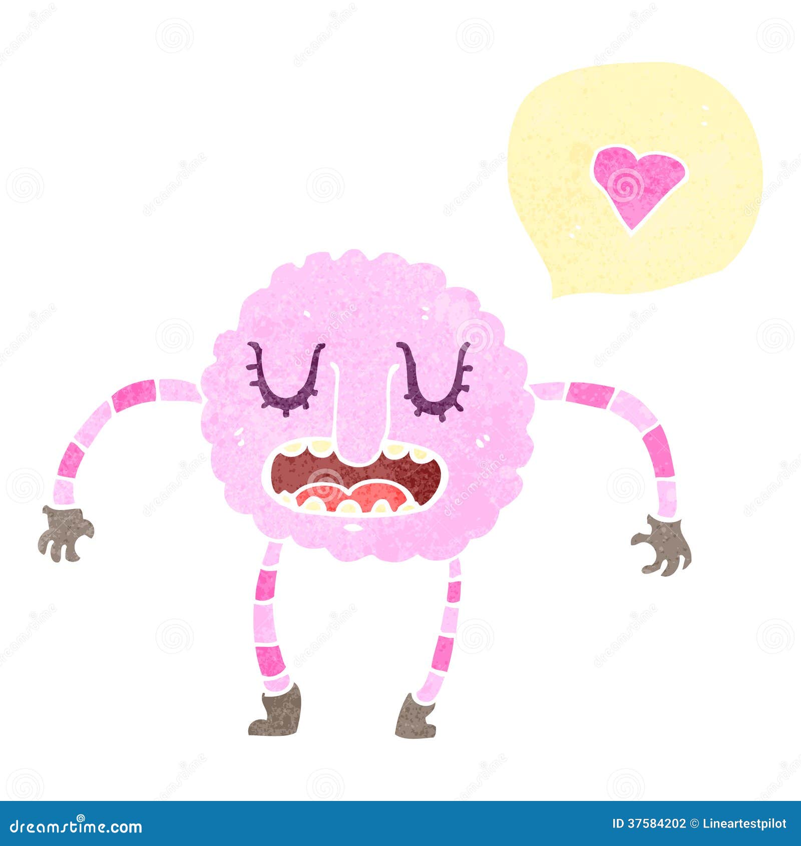 Retro Cartoon Pink Cloud Monster Stock Illustration - Illustration of ...