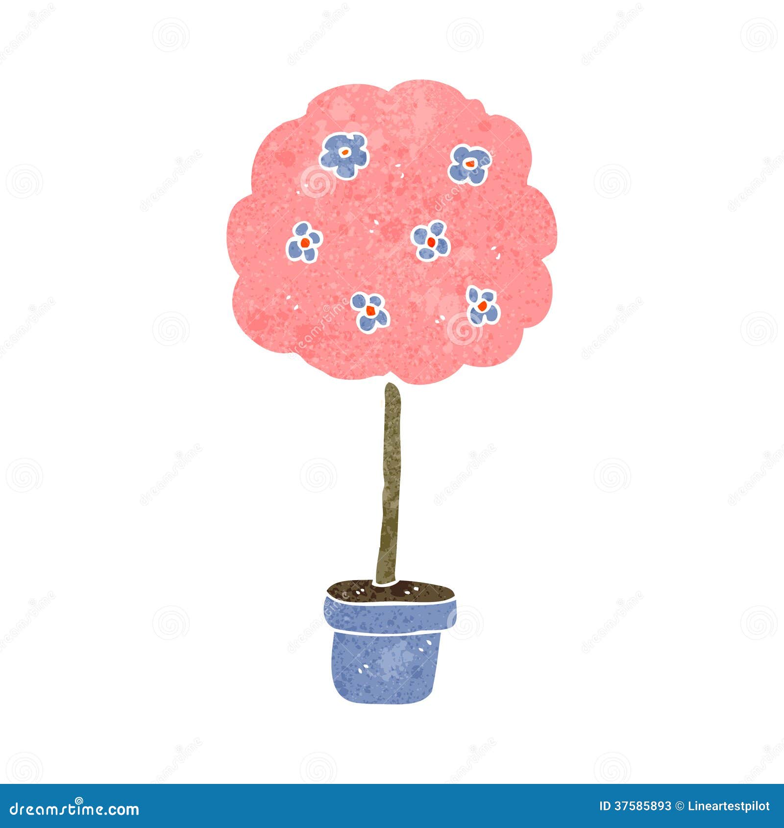 Retro Cartoon Pink Decorative Tree Stock Vector - Illustration of ...