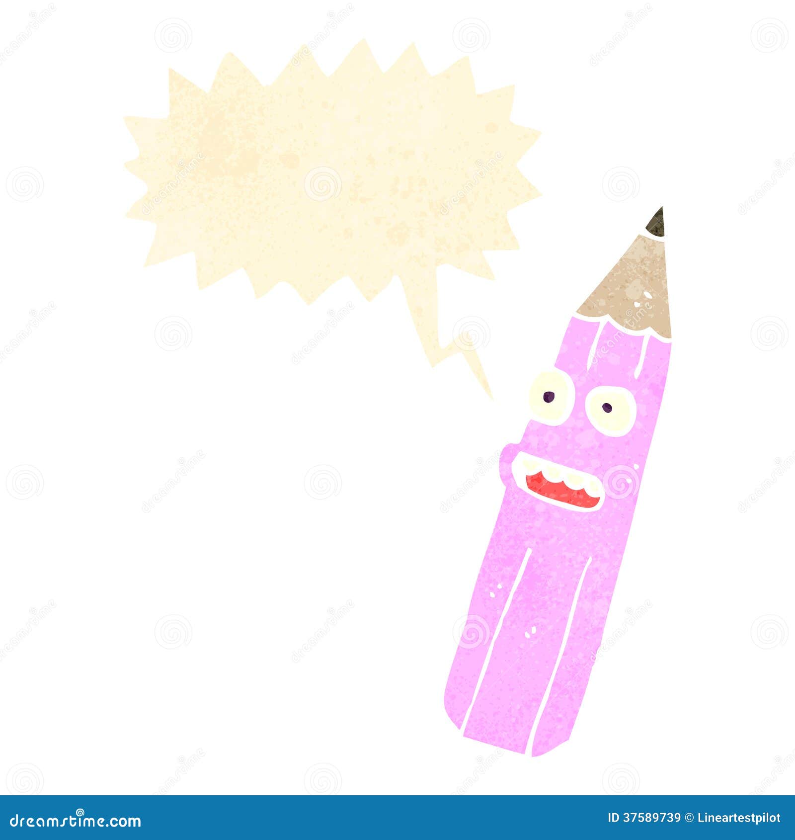 Retro cartoon pink pencil stock illustration. Illustration of cute ...